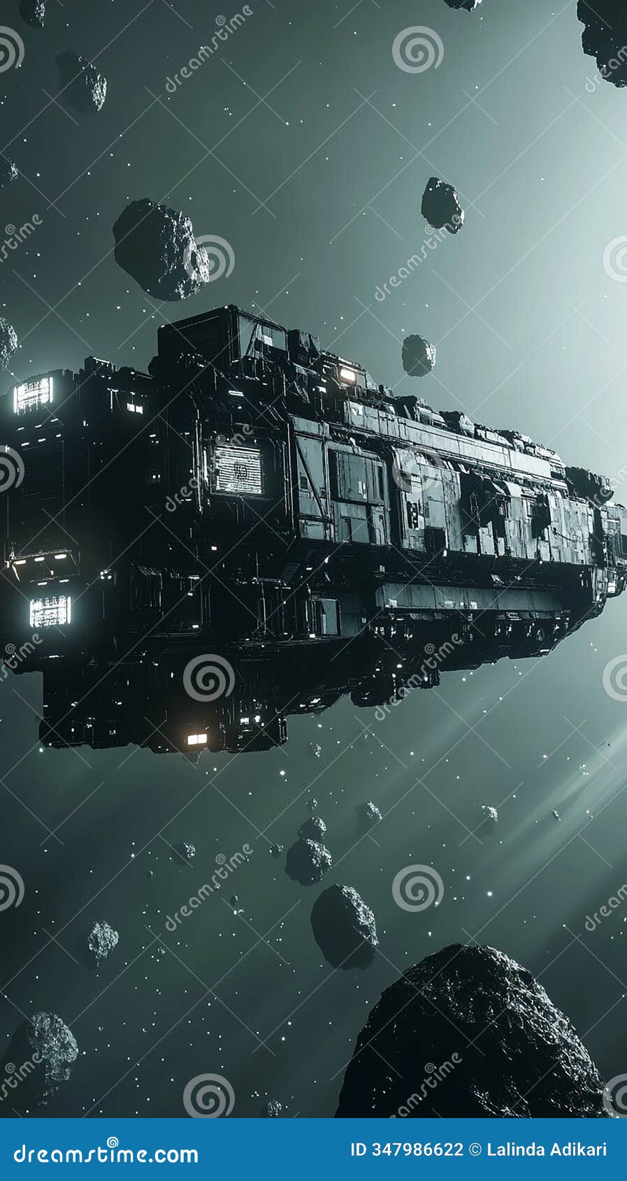 Fleet of Alien Ships Escorting a Colossal Spacecraft Stock Photo ...