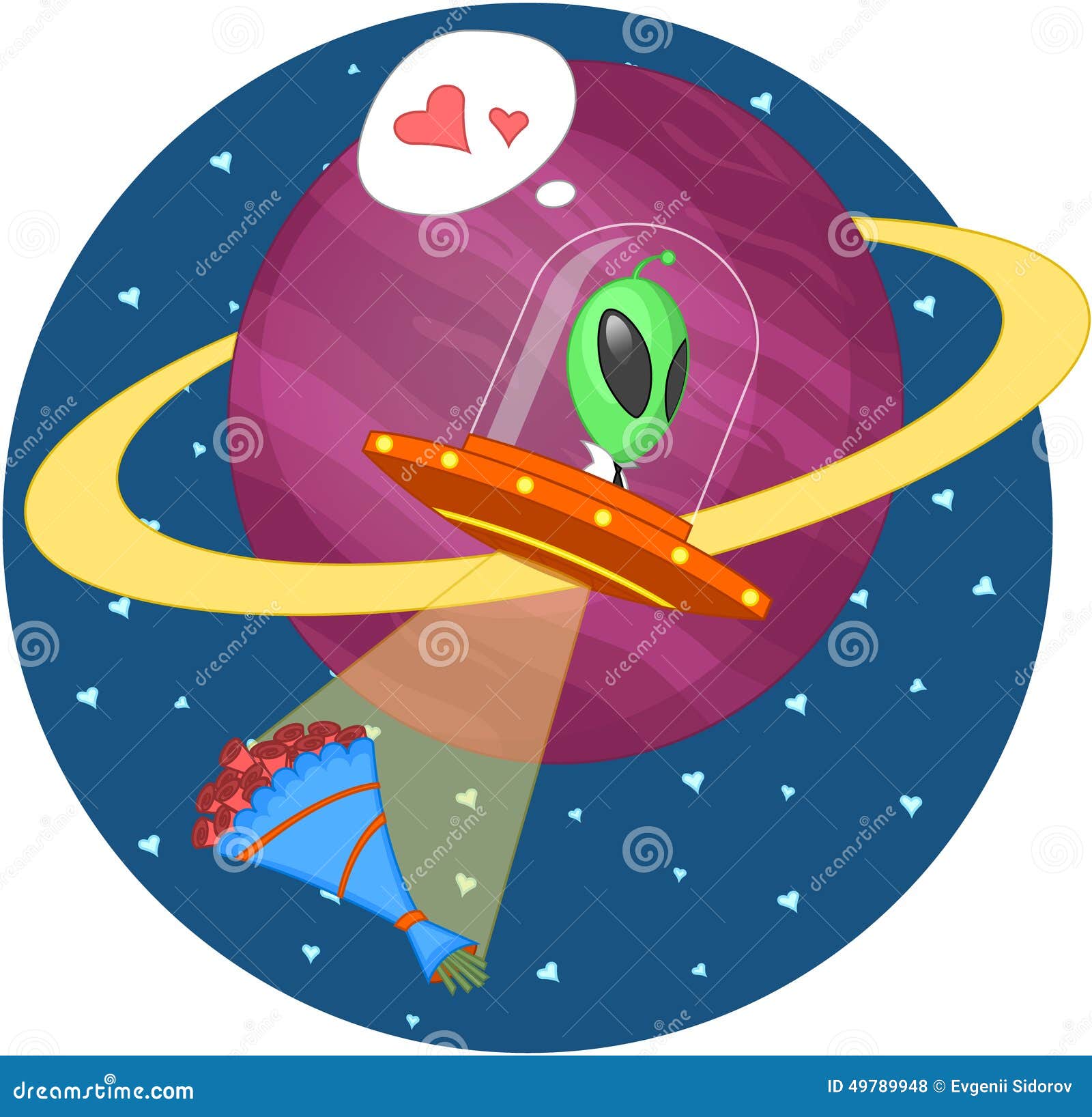 Alien and flowers stock vector. Illustration of bouquet - 49789948