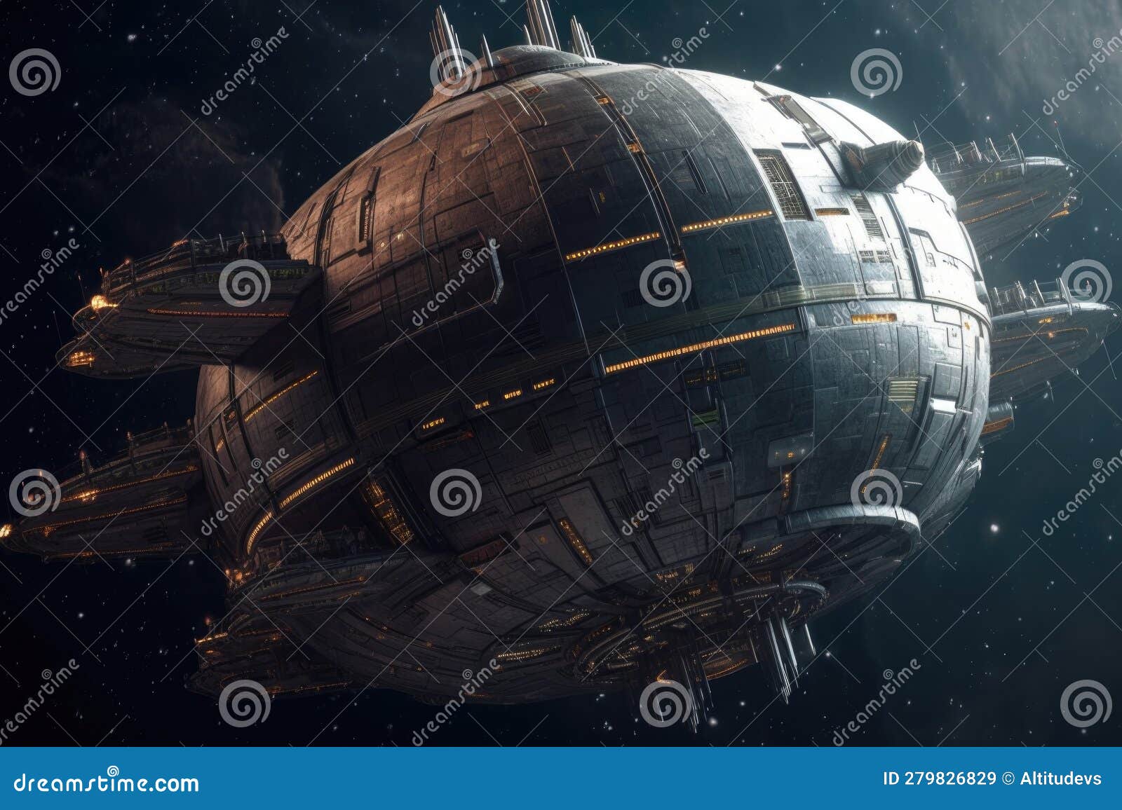 Alien, Flying Aboard Spacecraft through the Open Expanse of Space Stock ...