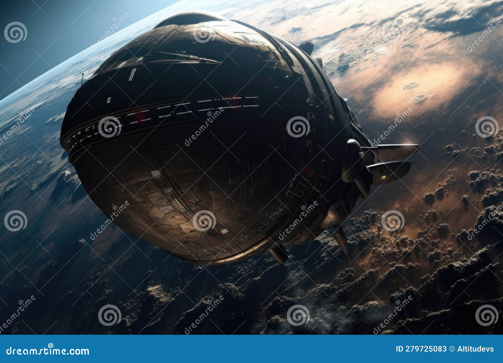 Alien, Flying Aboard Spacecraft through the Open Expanse of Space Stock ...