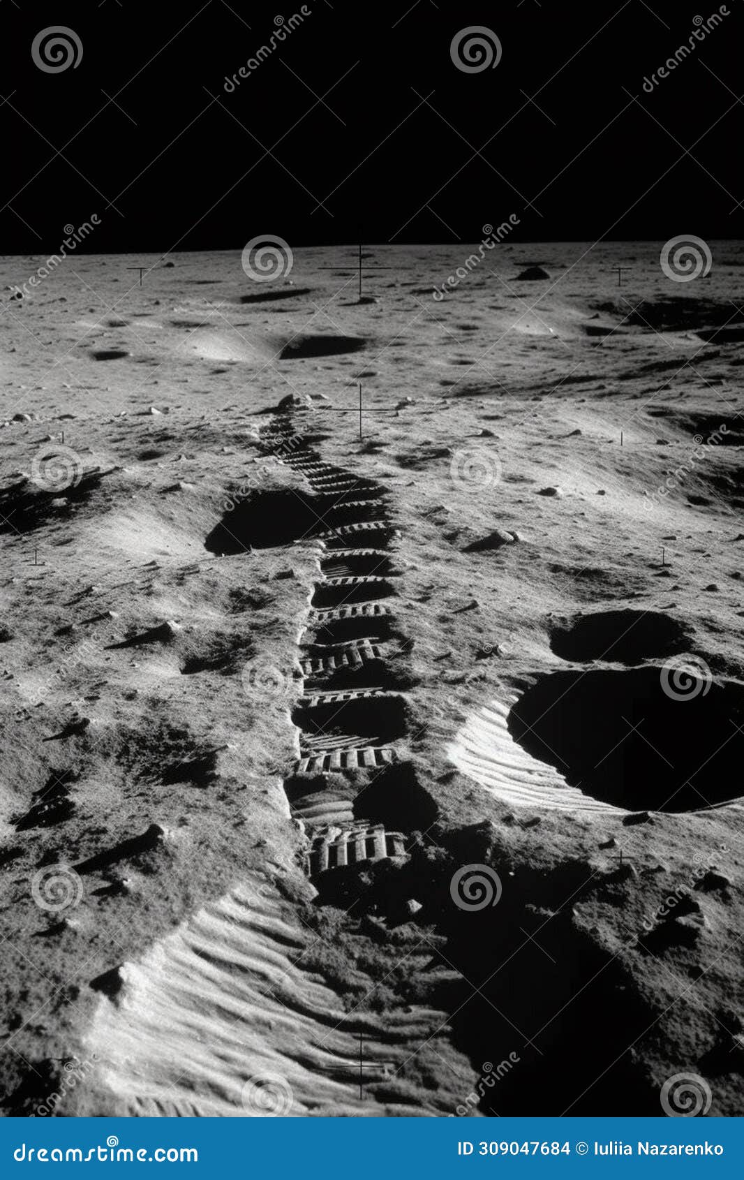 Alien Footprints on the Moon. AI Generated Stock Photo - Image of ...