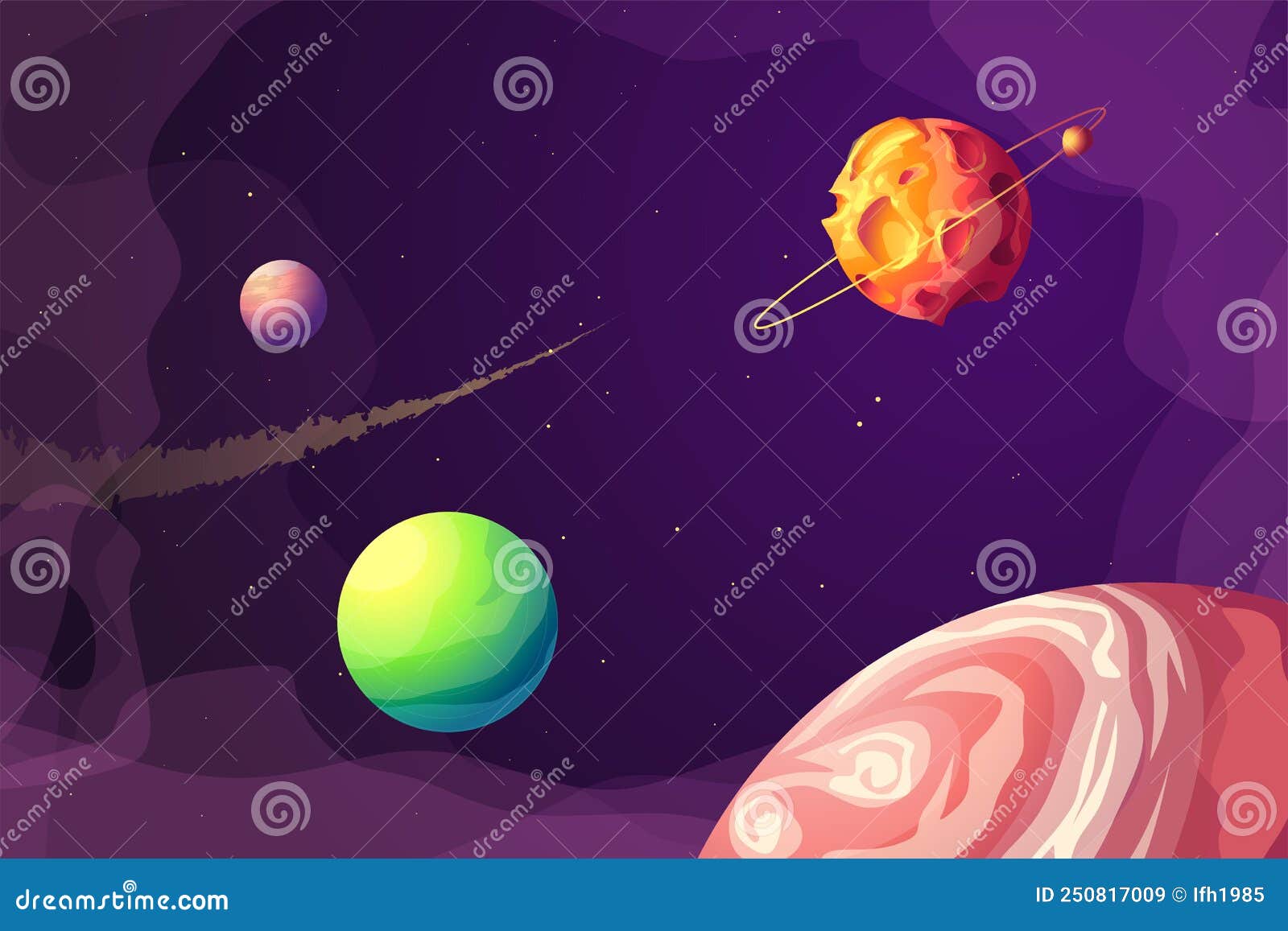 Alien Galaxy with Various Bright Colorful Planets Stock Vector ...