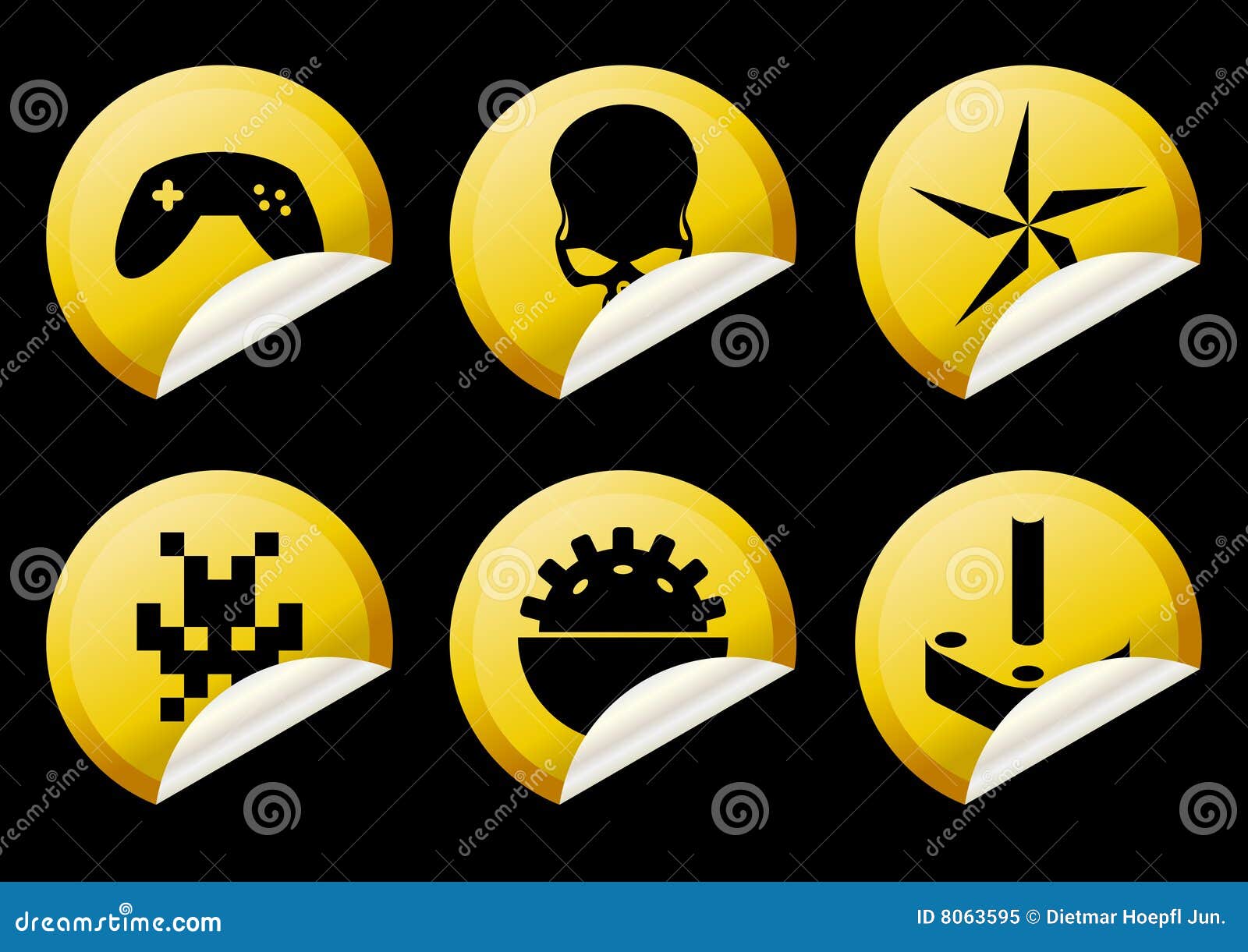 Alien Game Play Yellow Icons Stock Vector - Illustration of illustrated ...