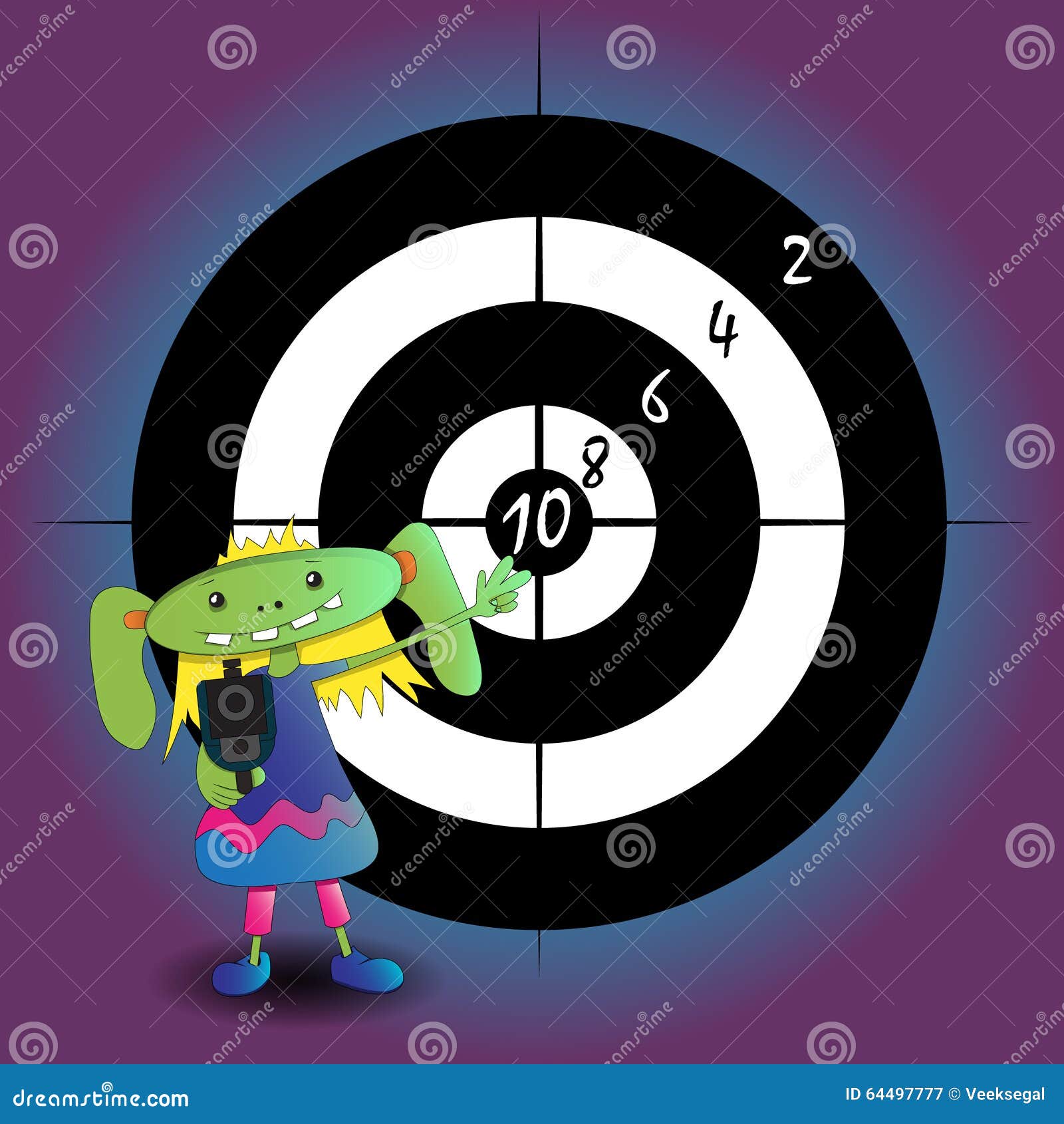 Alien Girl With Gun Cartoon Vector | CartoonDealer.com #64497777