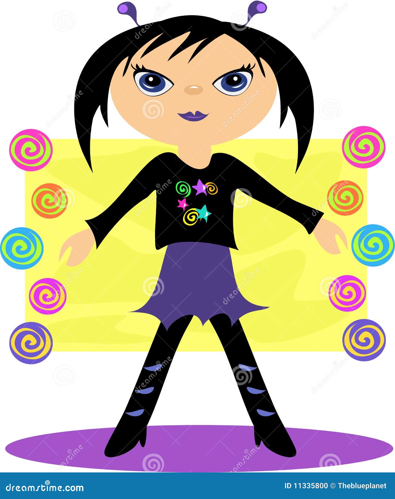 Alien Girl with Spirals stock vector. Illustration of background - 11335800