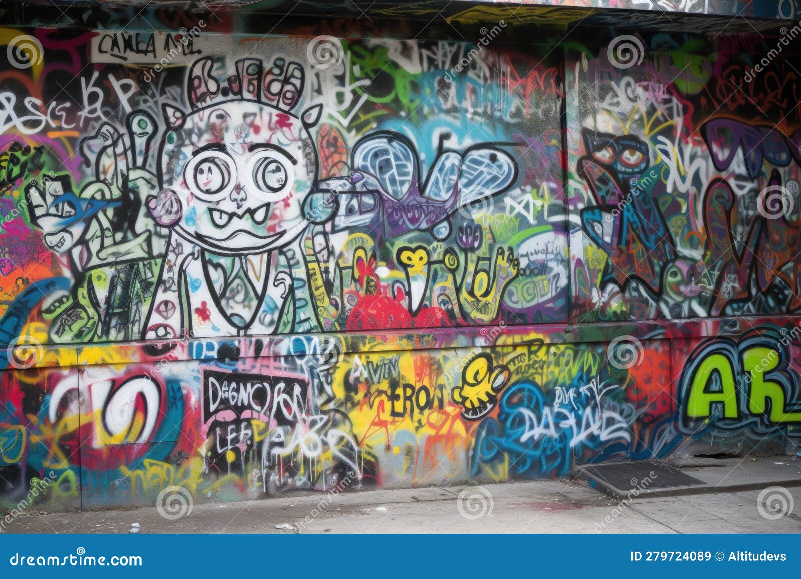 Alien Graffiti Showing Various Messages, Including Peace and Love Stock ...