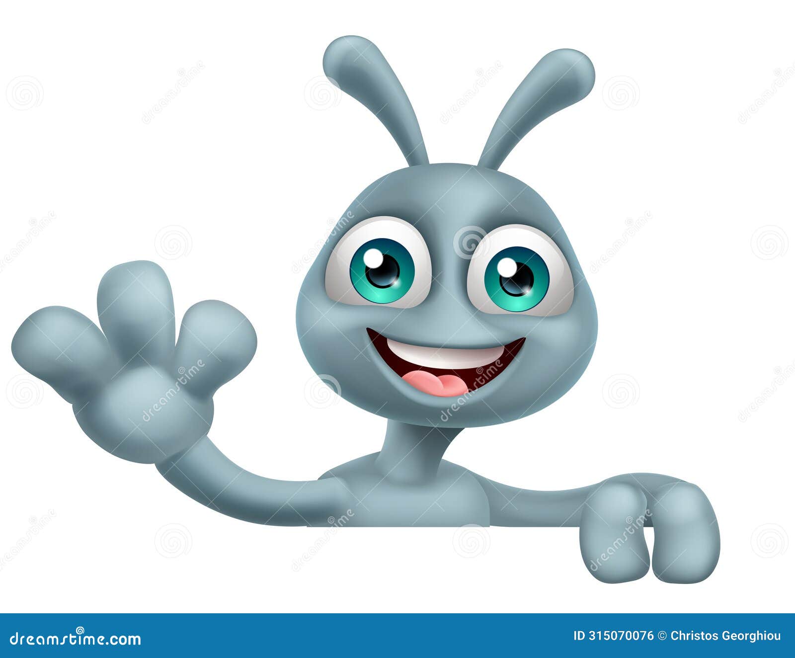 Alien Grey Gray Fun Cartoon Character Stock Vector - Illustration of ...