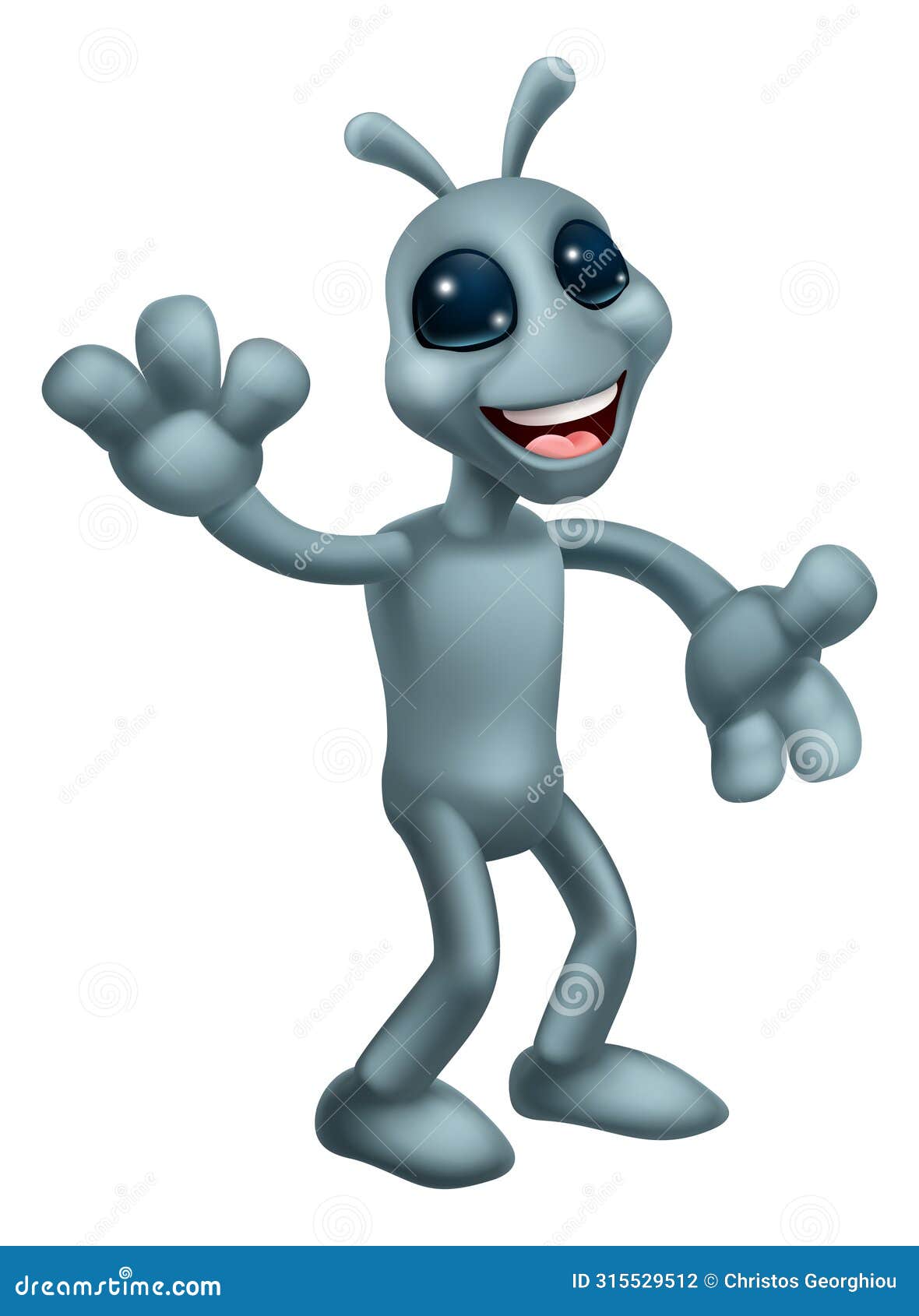 Alien Grey Gray Fun Cartoon Character Stock Vector - Illustration of ...