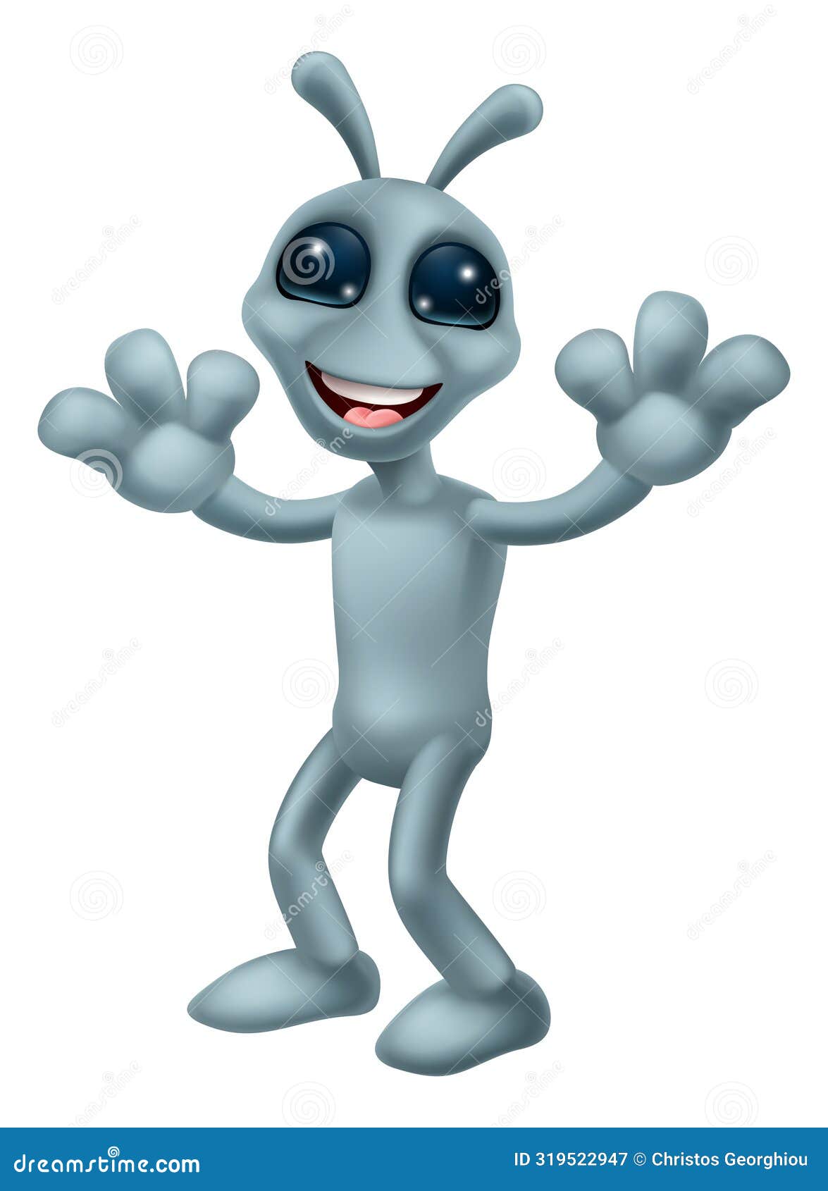 Alien Gray Head Isolated On White Background Vector Illustration ...