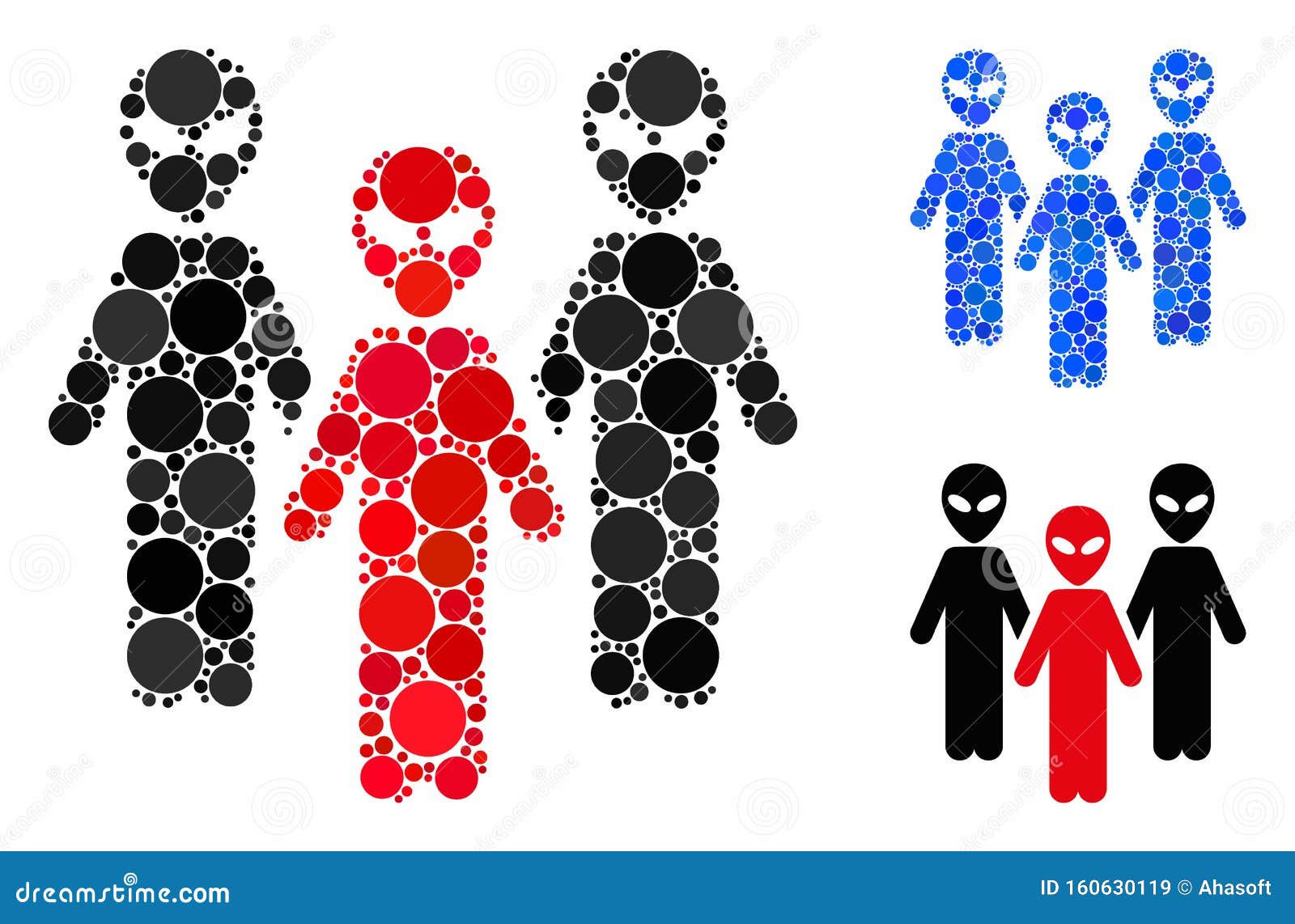 Alien Group Composition Icon of Round Dots Stock Vector - Illustration ...