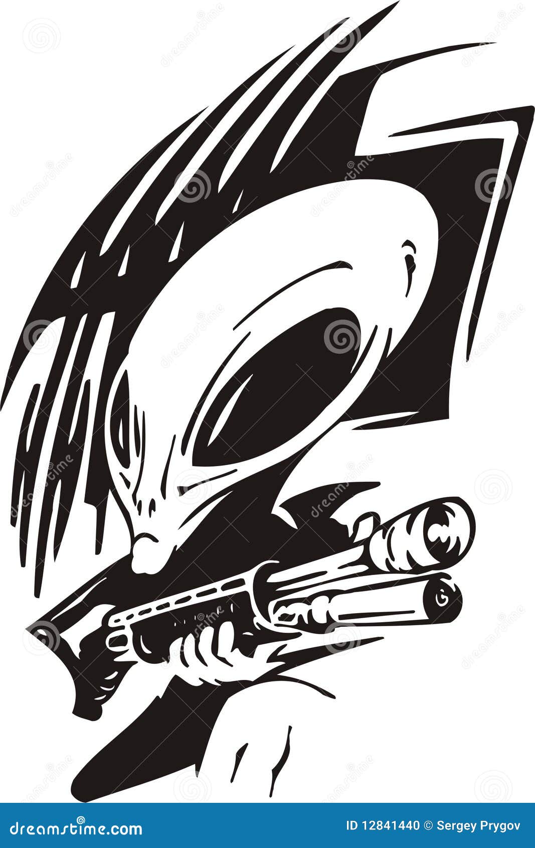 The alien with a gun. stock illustration. Illustration of weapon - 12841440