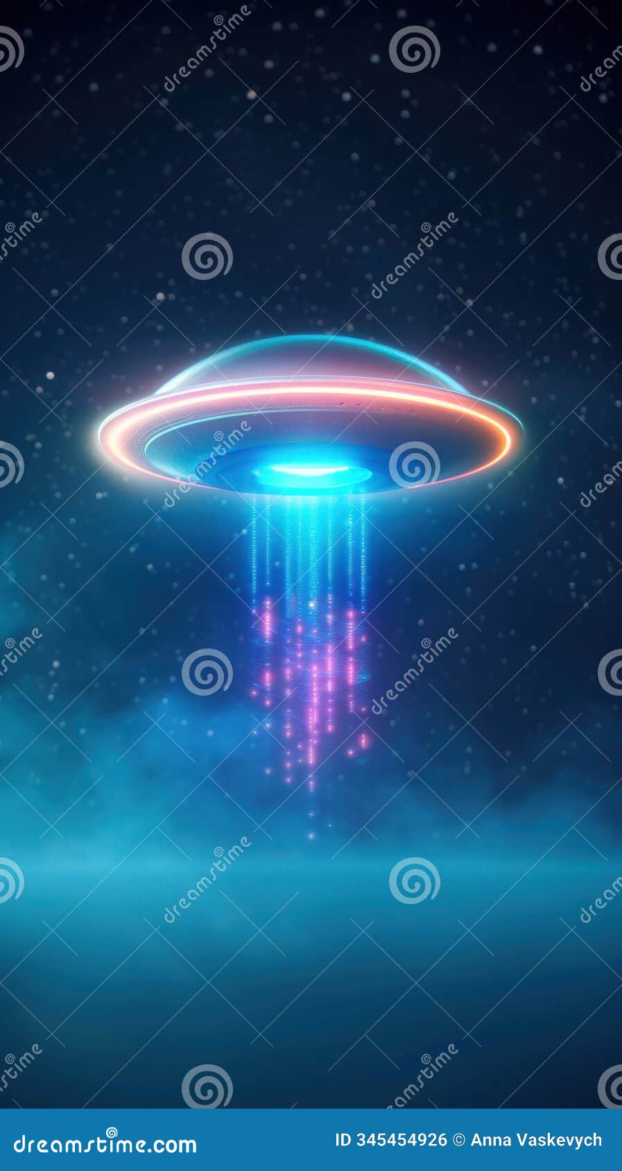 Alien Hand Up UFO Pink Neon Blue Stock Photo - Image of illumination ...