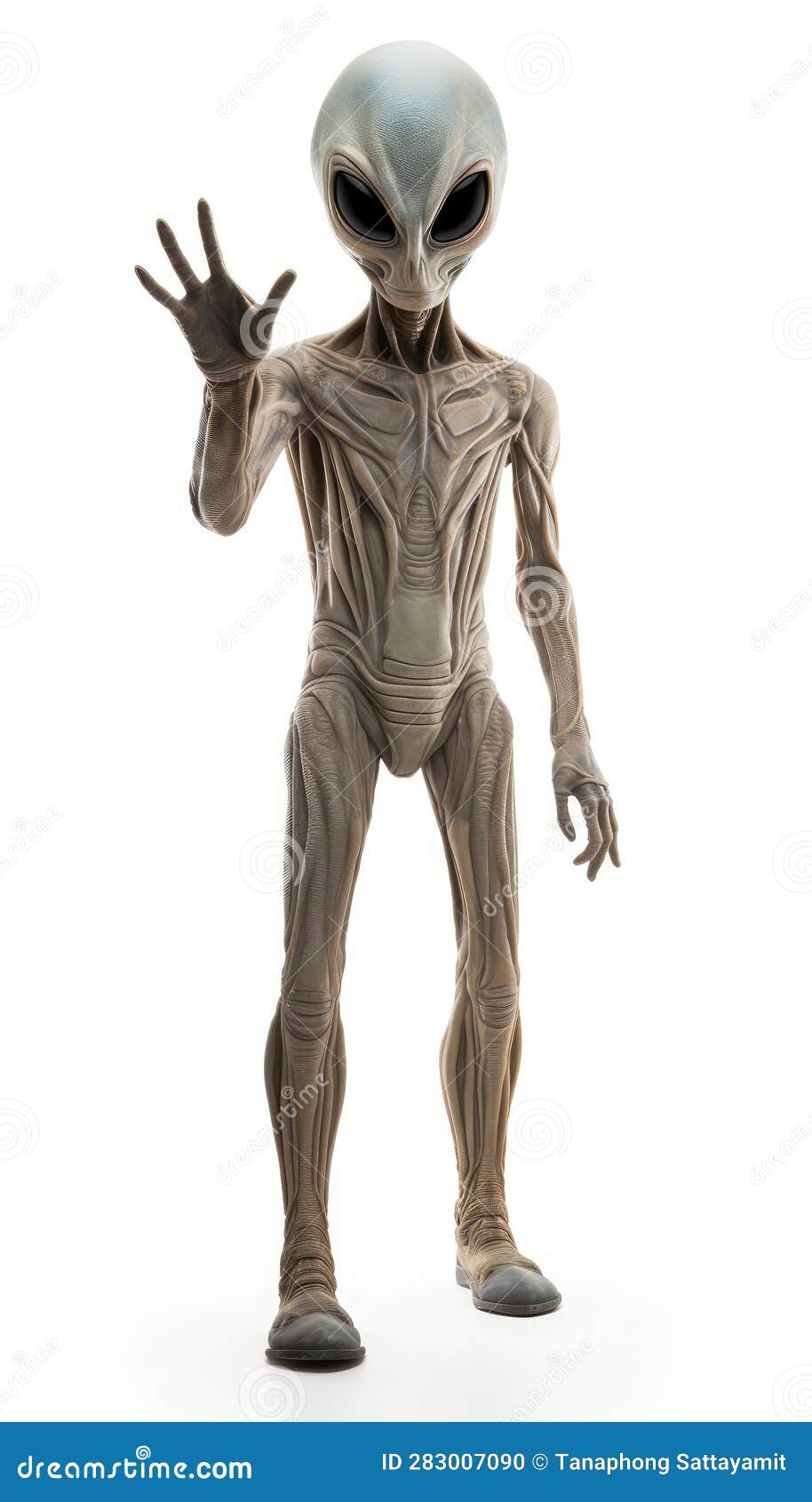 Alien with hands up stock illustration. Illustration of light - 283007090