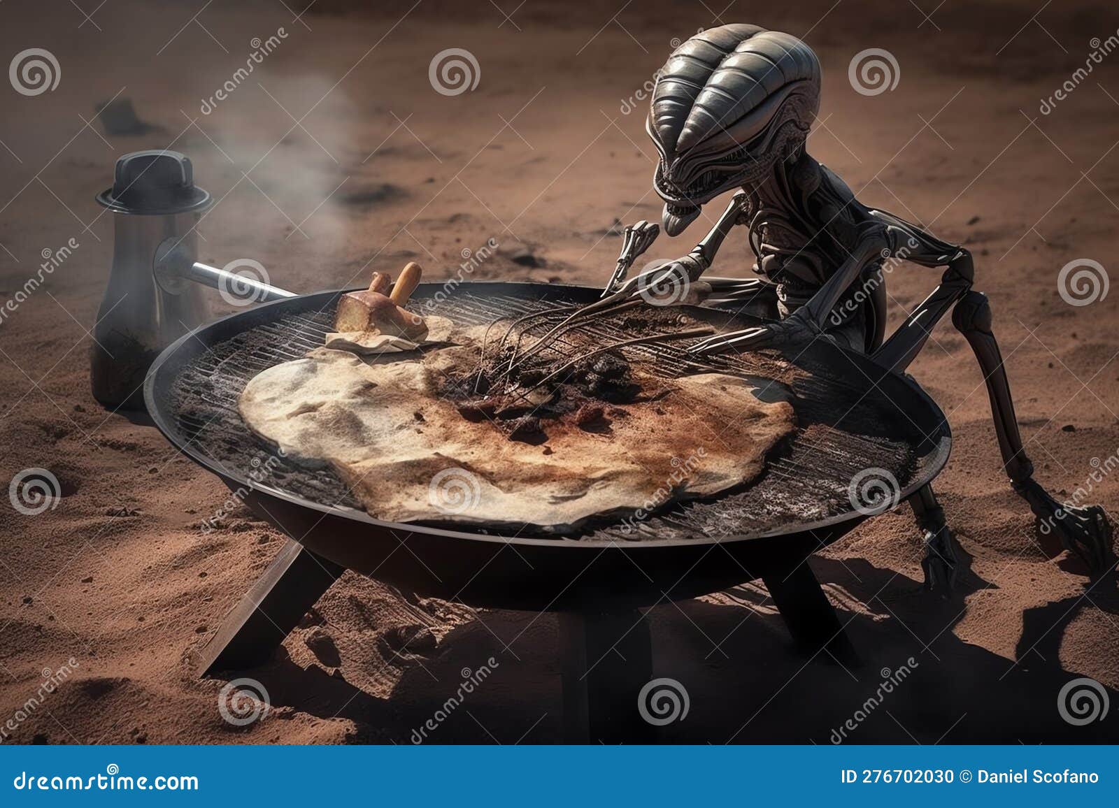 Alien Having a Barbecue on the Surface of Mars, a Composite Image ...