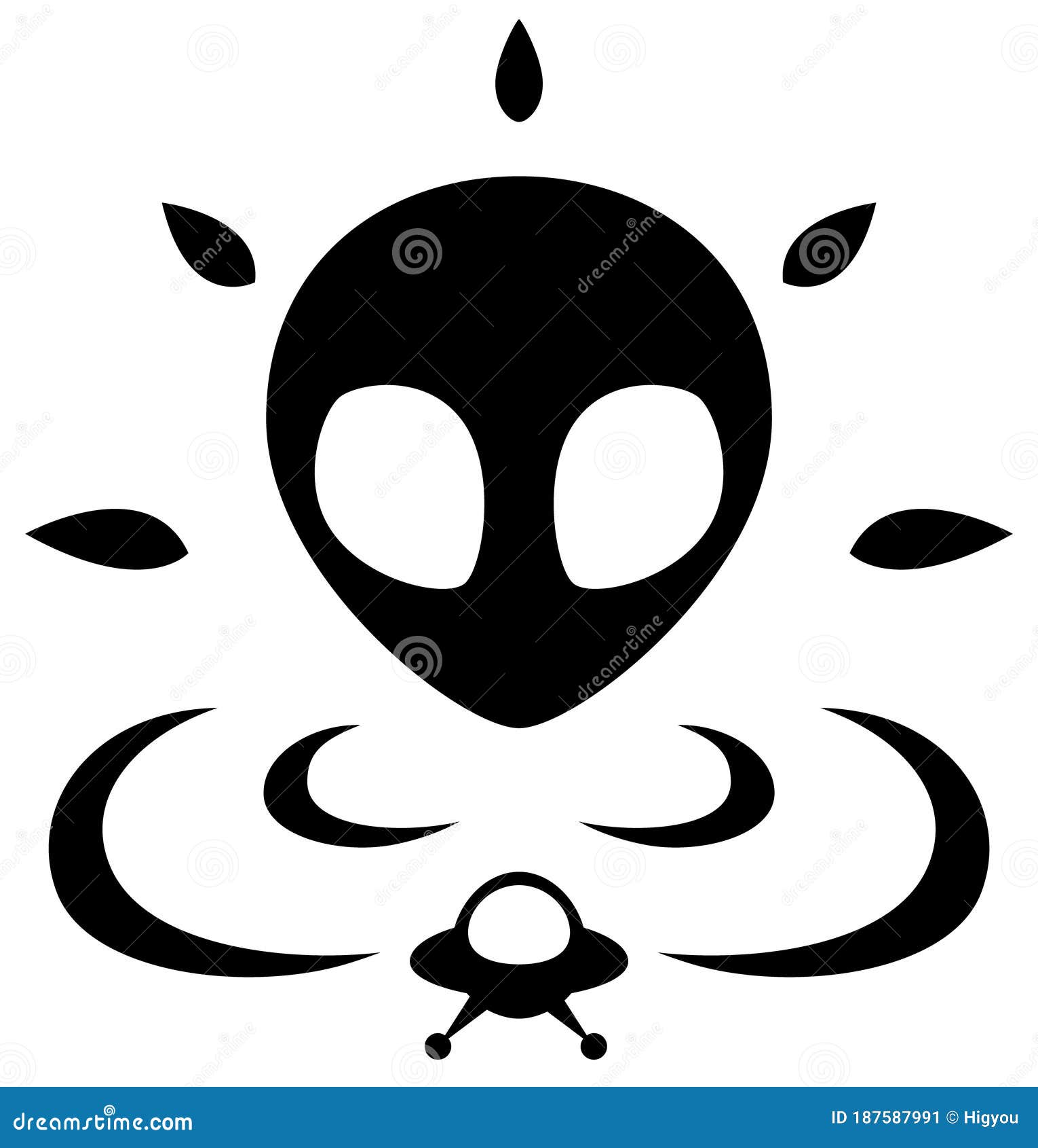 Alien Head Emblem Stencil stock vector. Illustration of cutout - 187587991