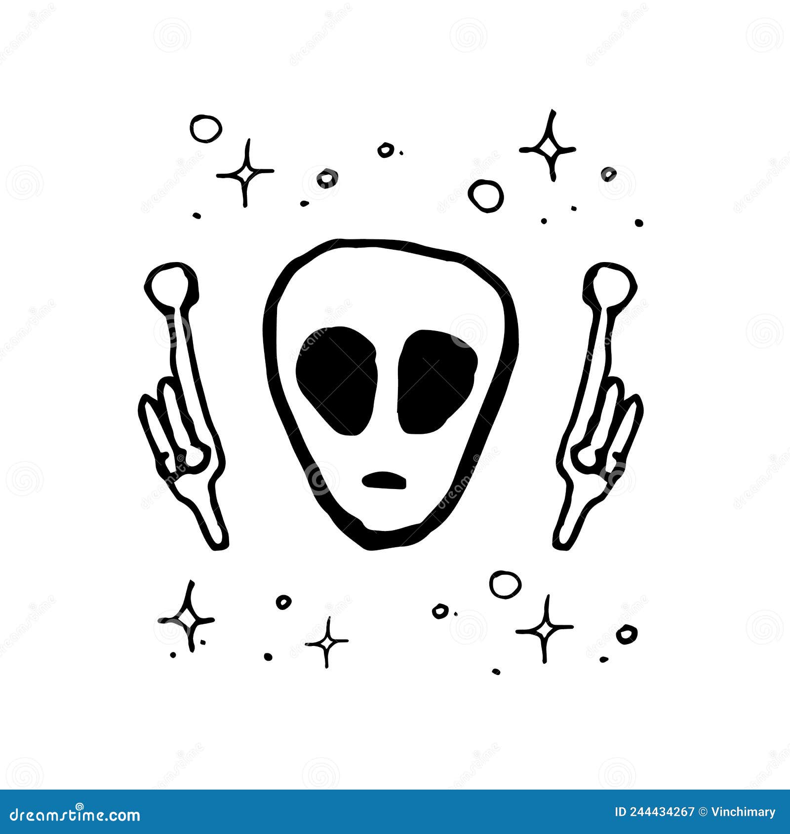 Alien Head and Hands Illustration Stock Vector - Illustration of ...