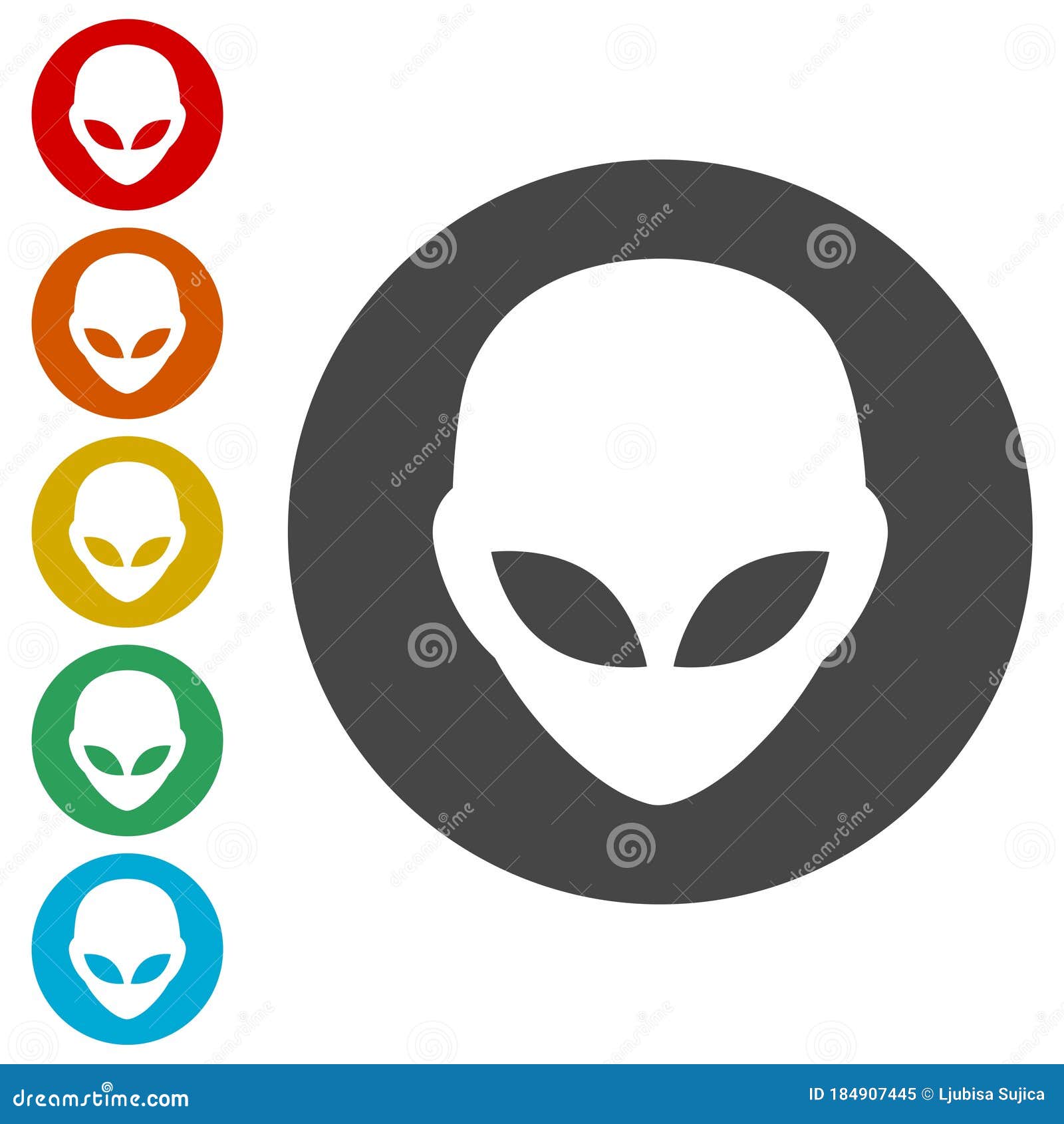 Alien Head Icon, Extraterrestrial Alien Face Stock Illustration ...
