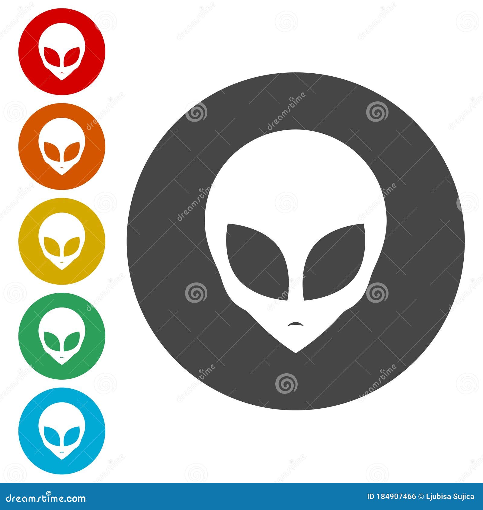 Alien Head Icon, Extraterrestrial Alien Face Stock Illustration ...