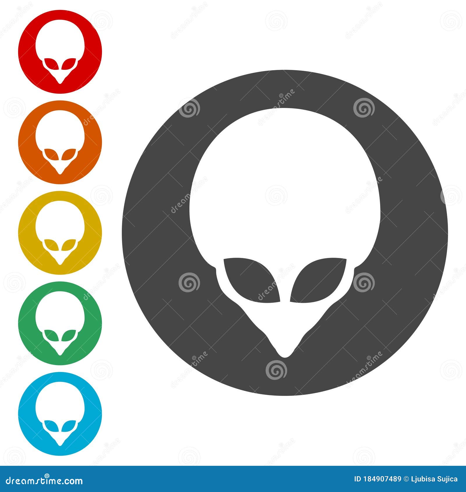 Alien Head Icon, Extraterrestrial Alien Face Stock Illustration ...