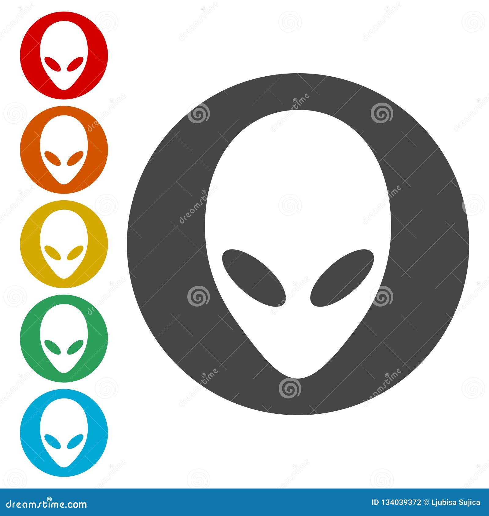 Alien head icons set stock vector. Illustration of fear - 134039372