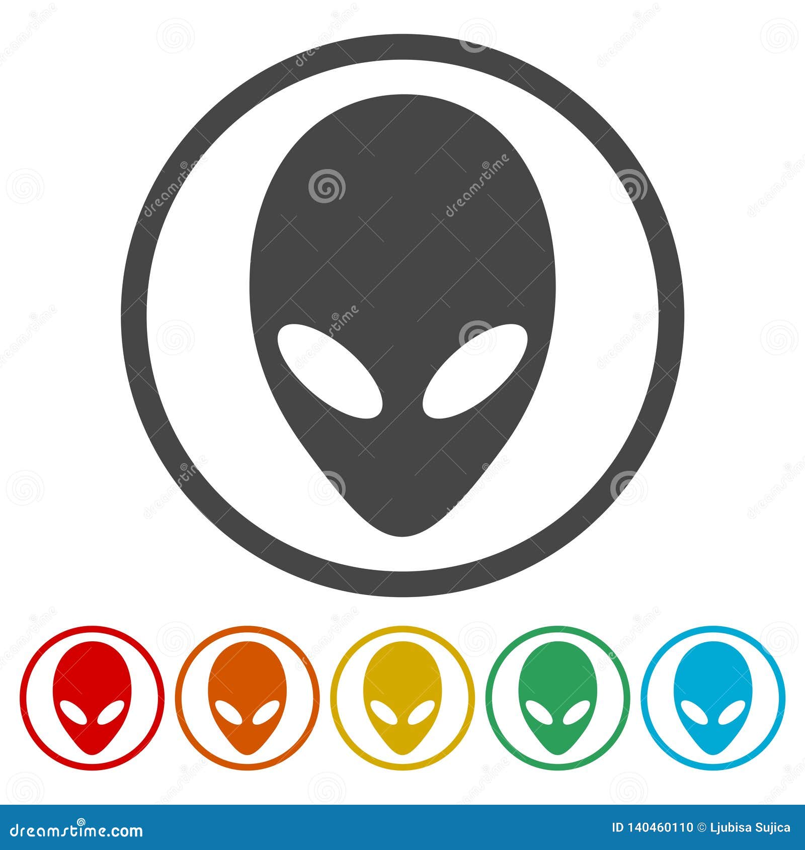Alien head icons set stock vector. Illustration of face - 140460110