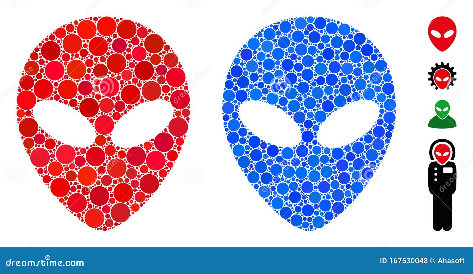 Alien Head Composition Icon of Circles Stock Illustration ...