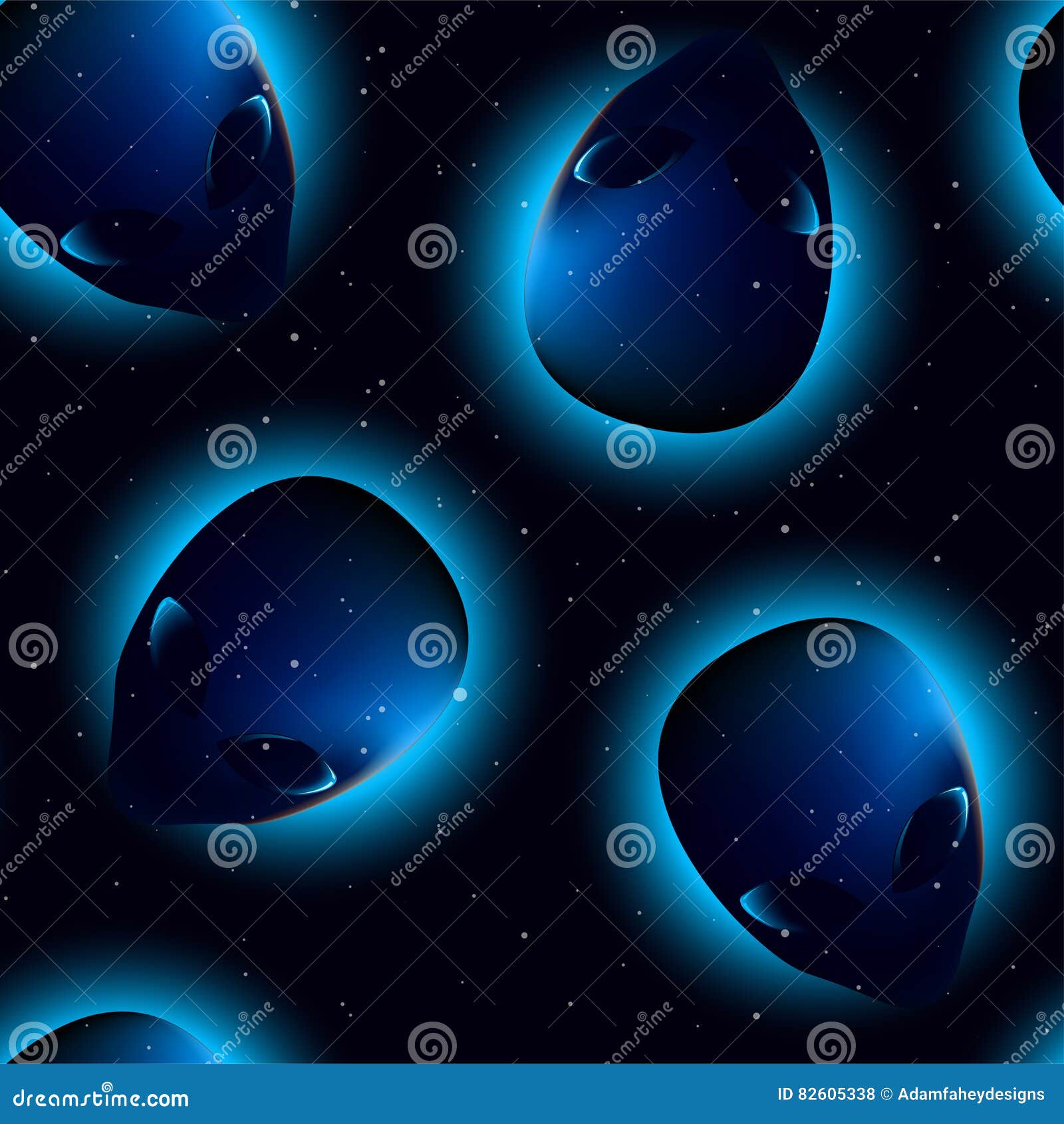 Alien Head in a Seamless Pattern Stock Vector - Illustration of contact ...