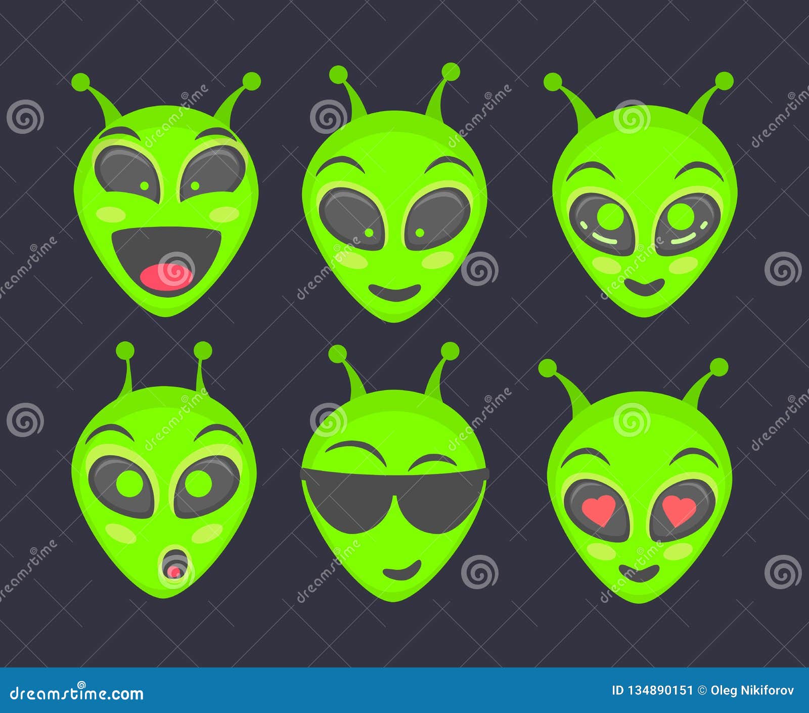 Alien head - set stock illustration. Illustration of portrait - 134890151