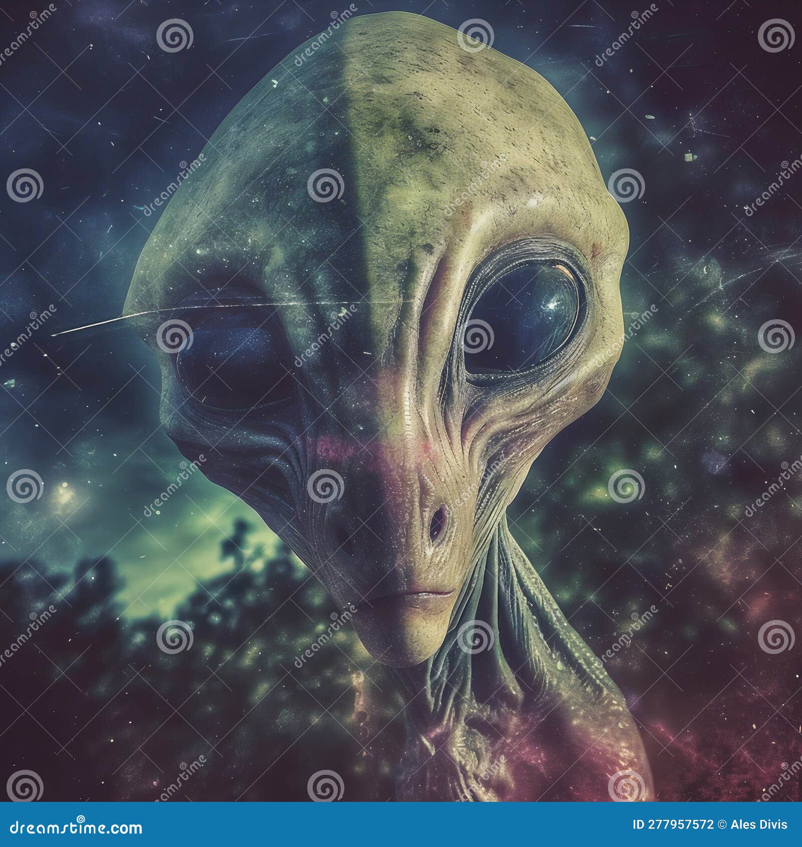 Scary Alien Face Expression Stock Illustration - Illustration of shadow ...