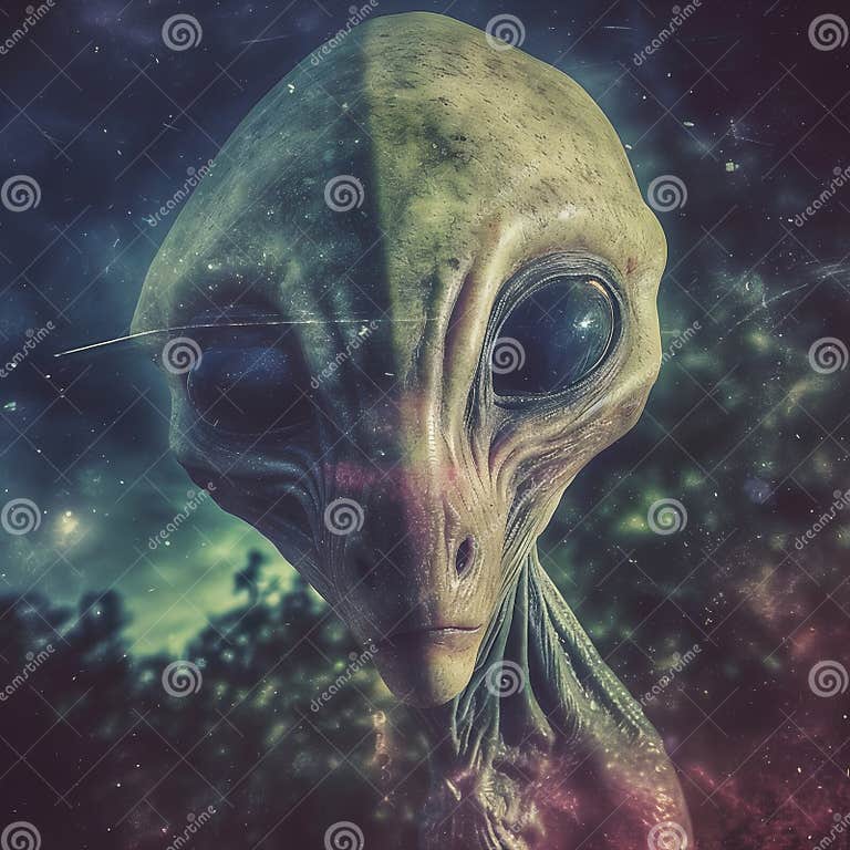 Scary Alien Face Expression Stock Illustration - Illustration of shadow ...