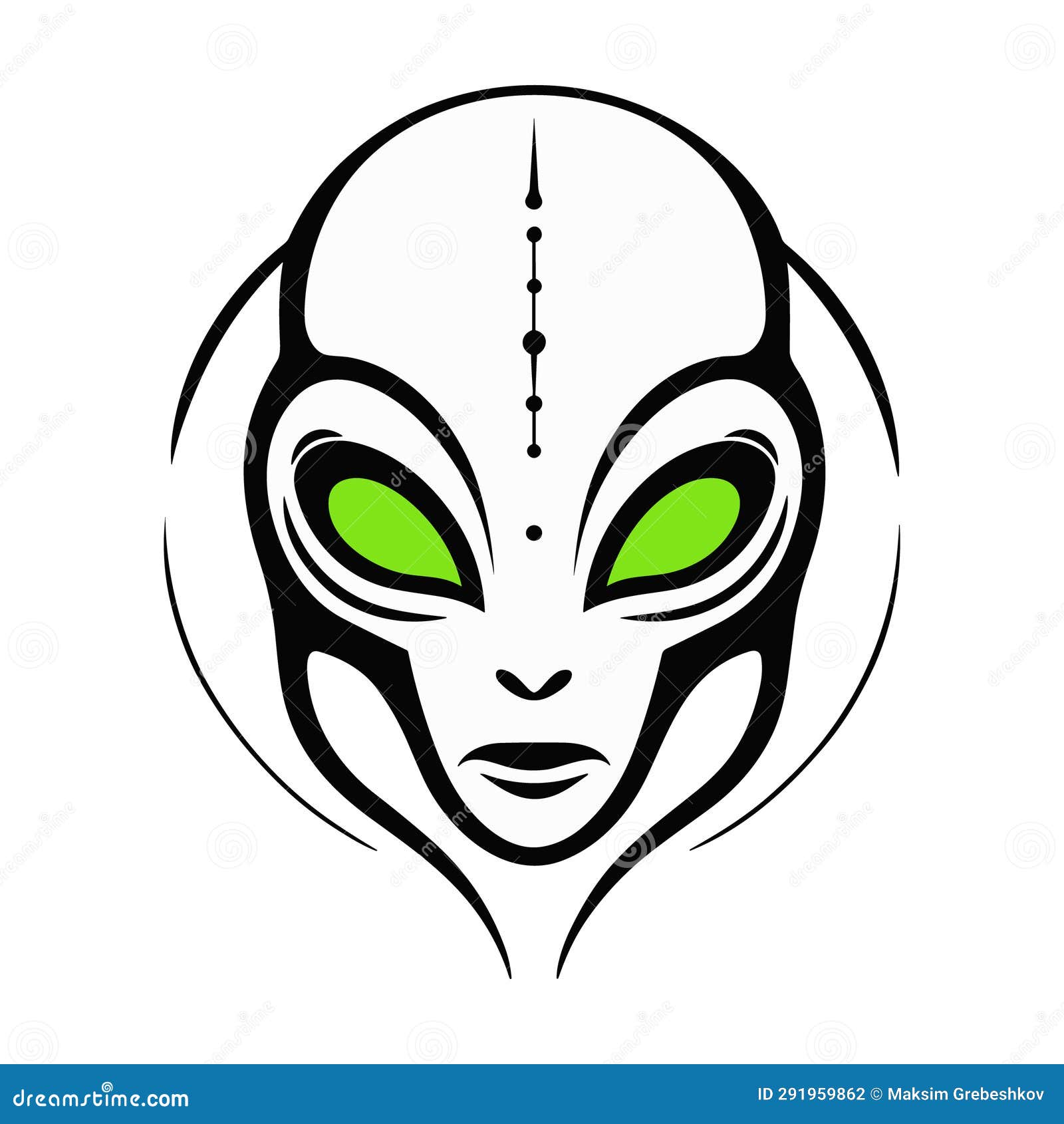 Alien Head Vector Icon, Grey Alien Silhouette Stock Illustration ...