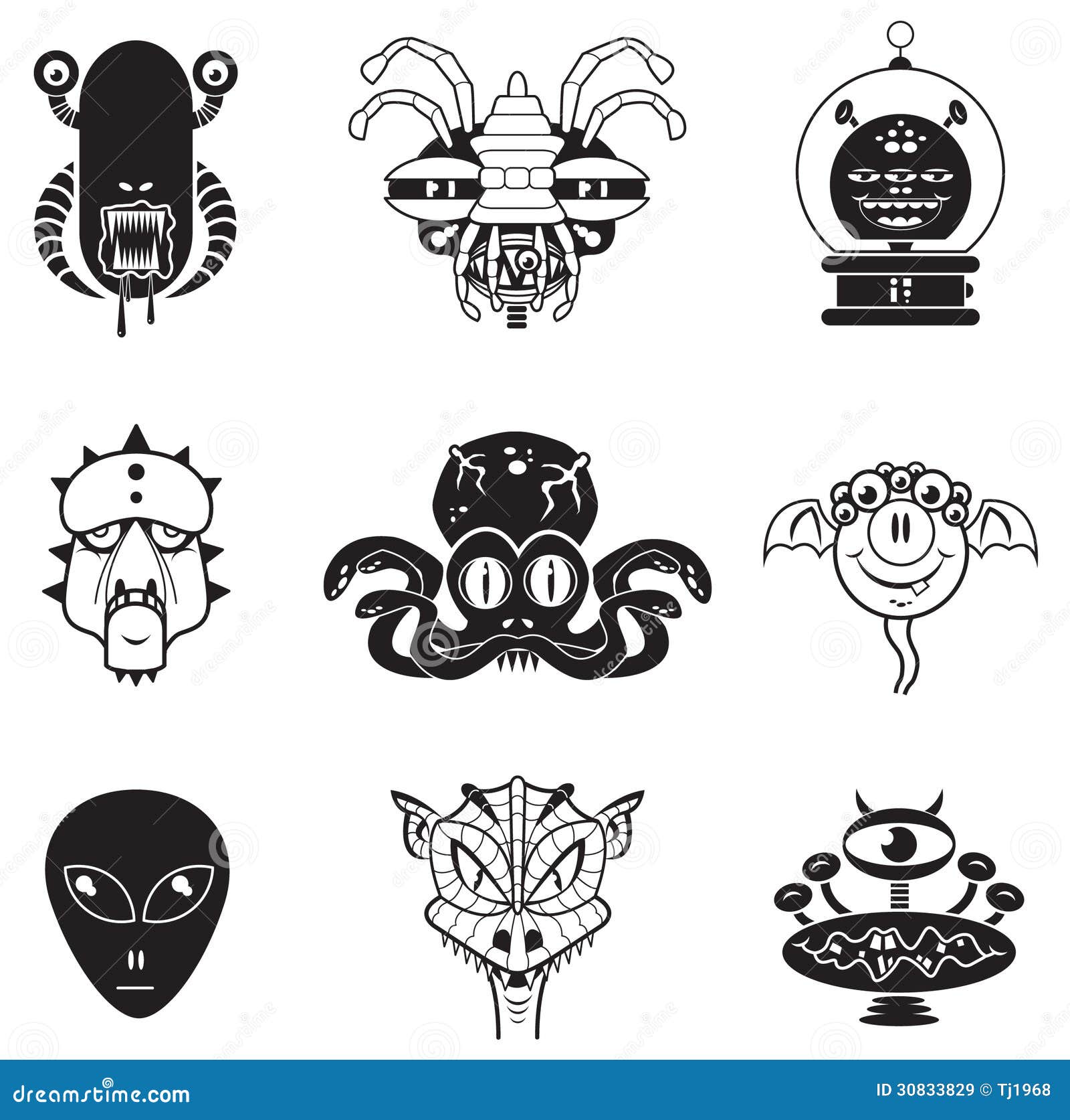 Alien Heads stock vector. Illustration of heads, white - 30833829