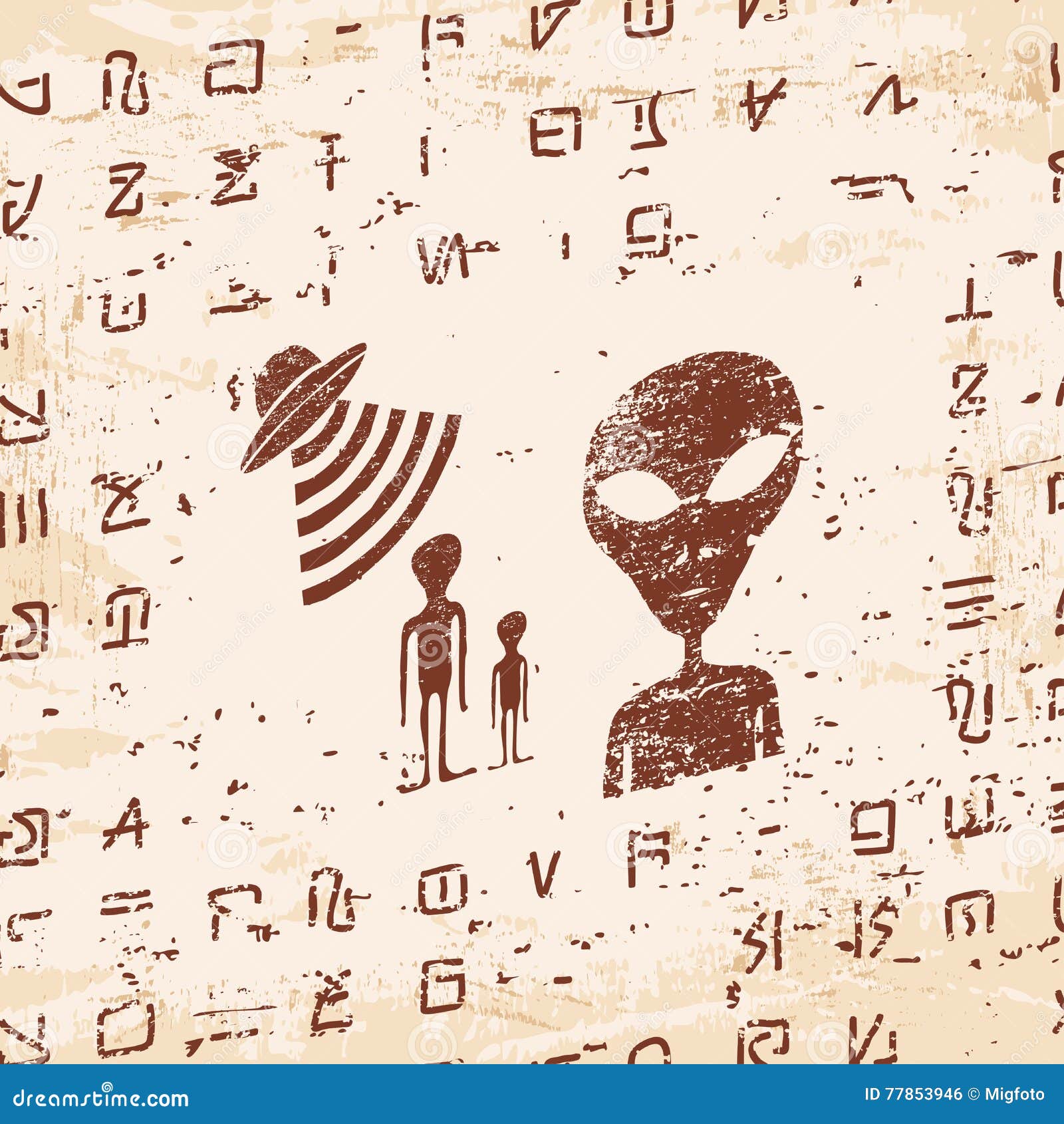 Alien Hieroglyphics Carved in Stone. Stock Vector - Illustration of ...