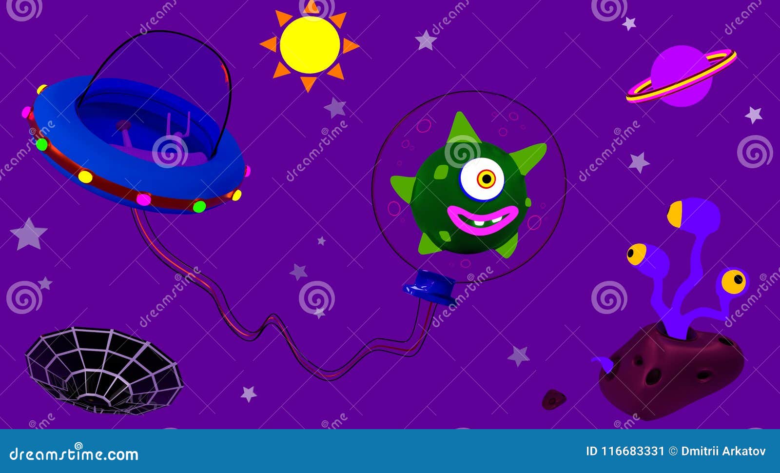 An Alien in Outer Space in the Solar System Stock Illustration ...