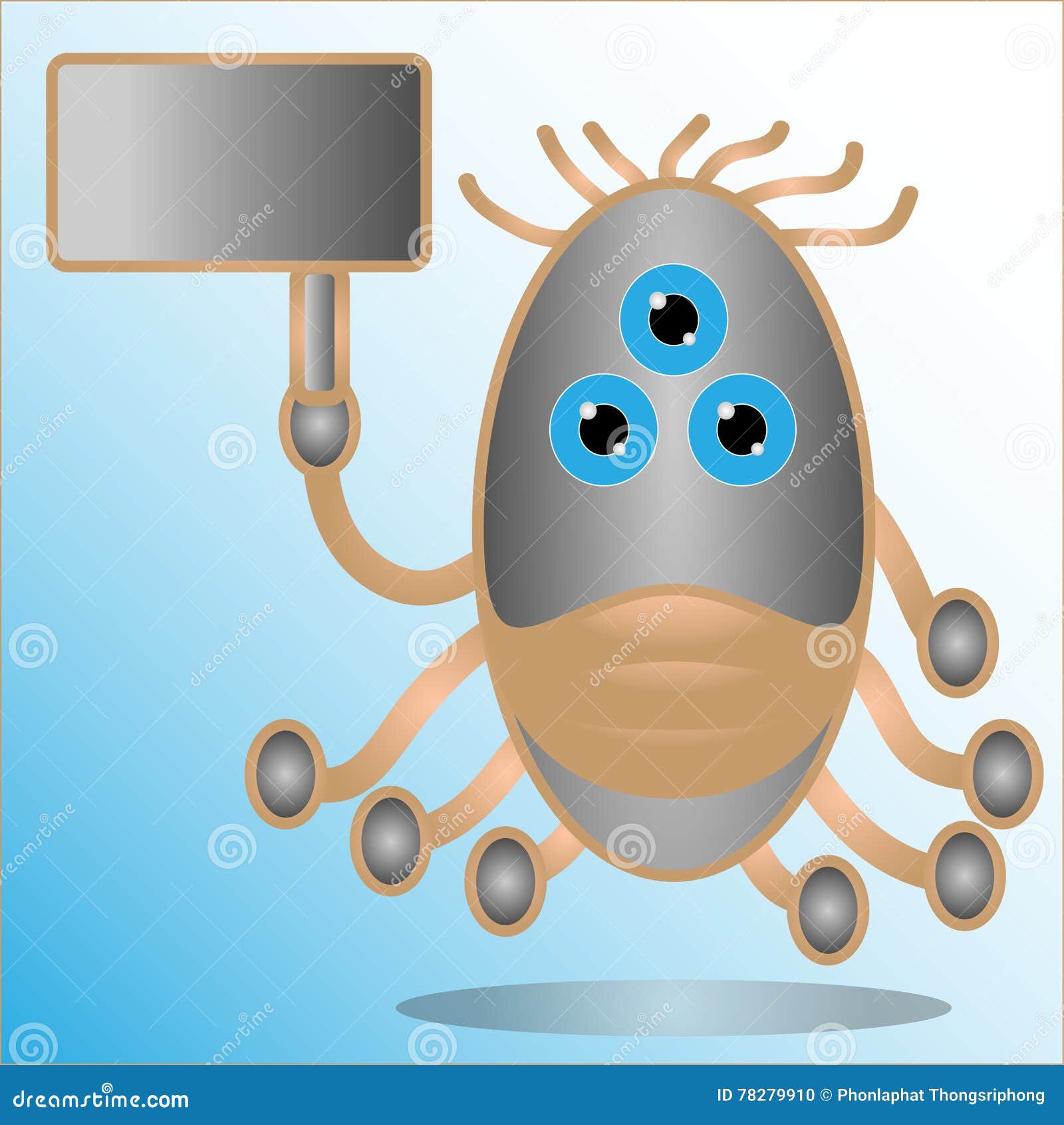 Alien Holding Blank Board,Vector Design Elements. Stock Illustration ...