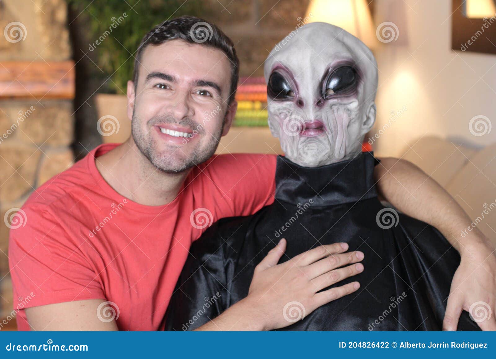 Alien and Human Reaching Friendship Stock Photo - Image of couple ...