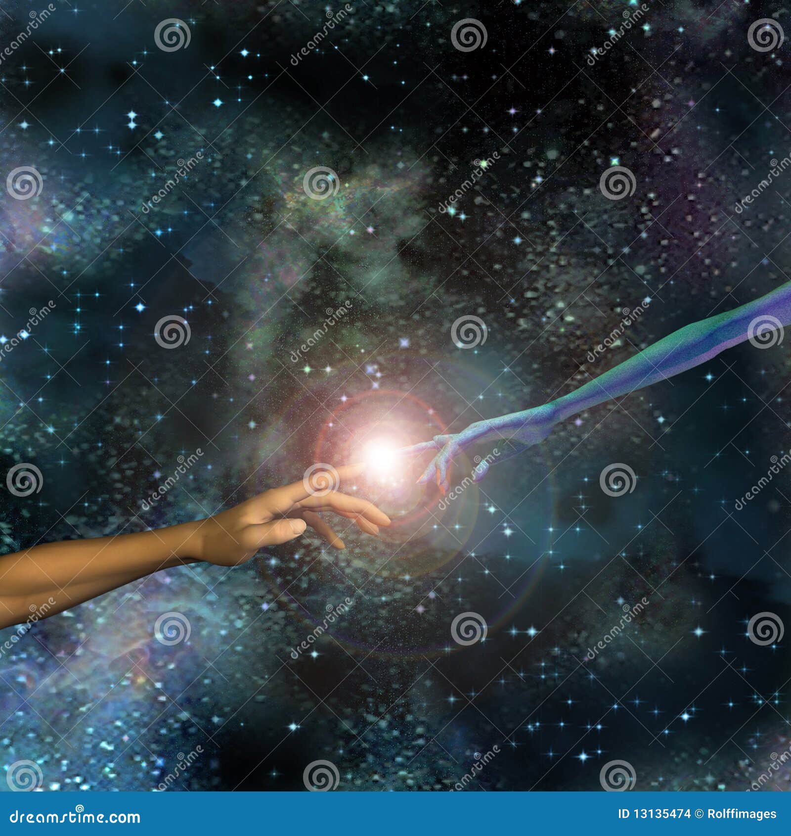 Alien Human touch stock illustration. Illustration of stretching - 13135474