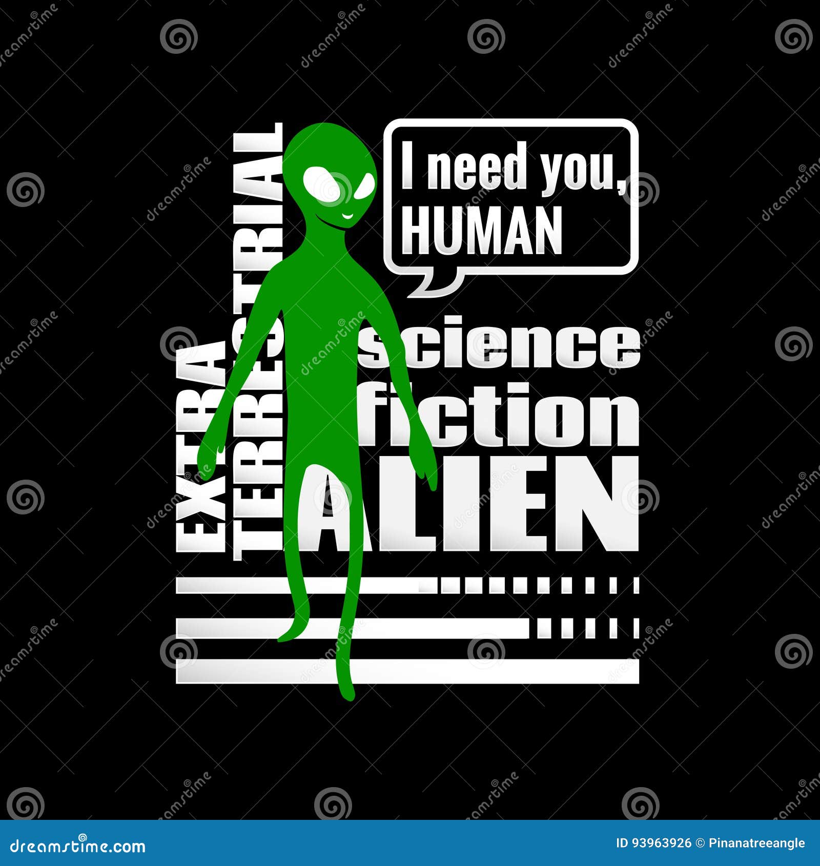 Alien Humanoid and Against Wording Stock Illustration - Illustration of ...
