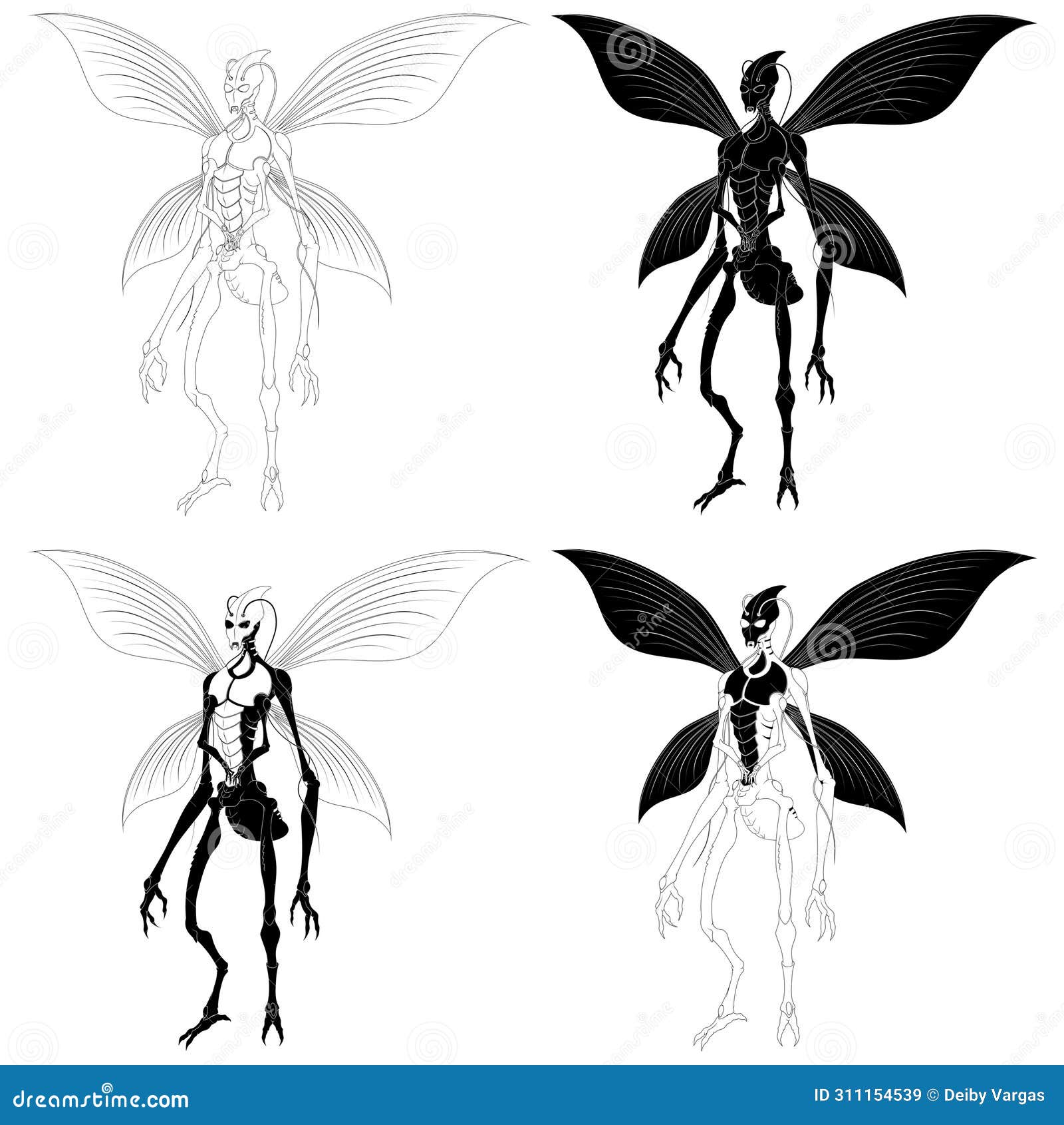 Alien Humanoid Insect stock vector. Illustration of alien - 311154539