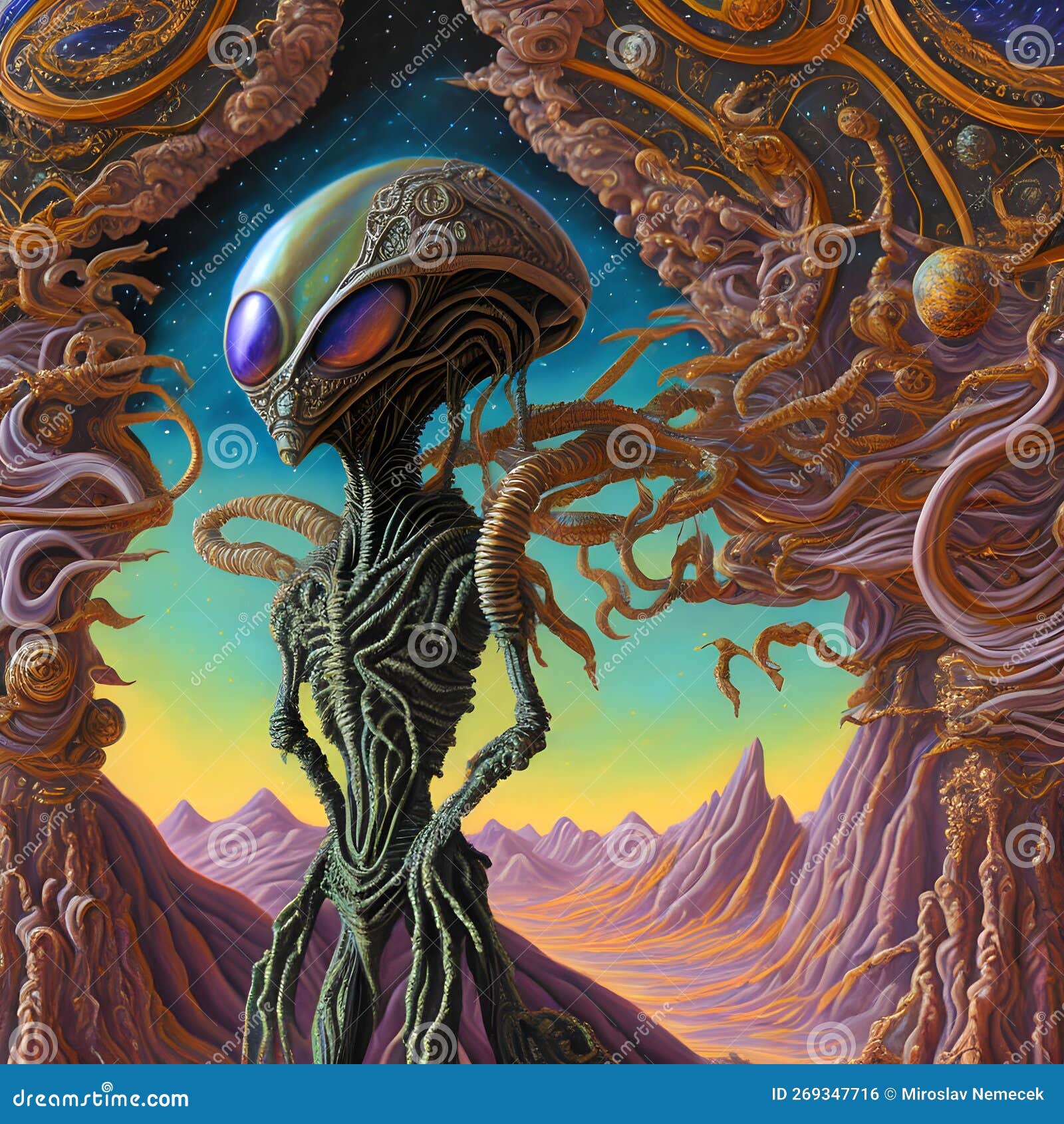 Alien Hunt Into Dark Corridors. Royalty-Free Stock Photography ...