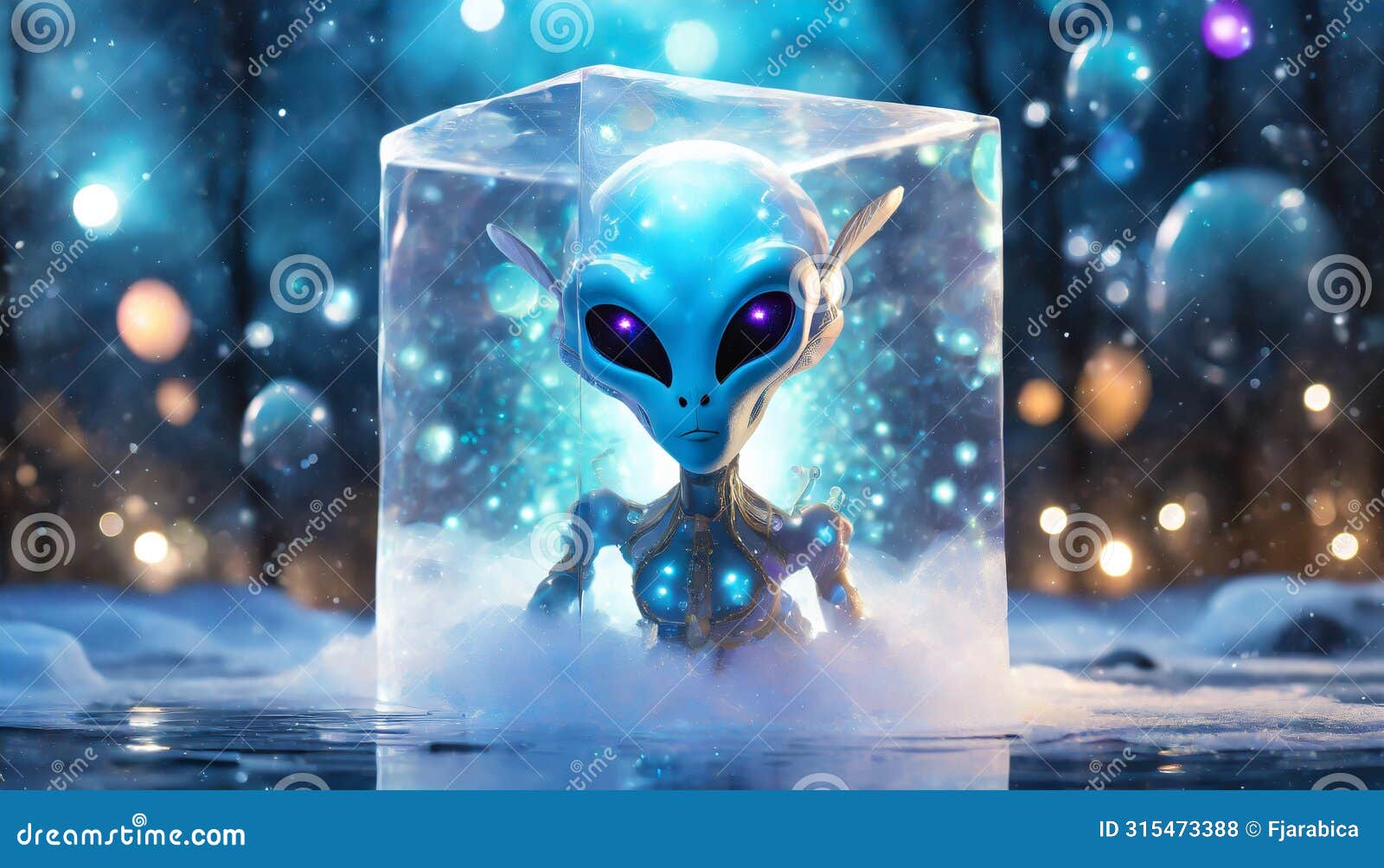 Alien in ice stock illustration. Illustration of reflection - 315473388