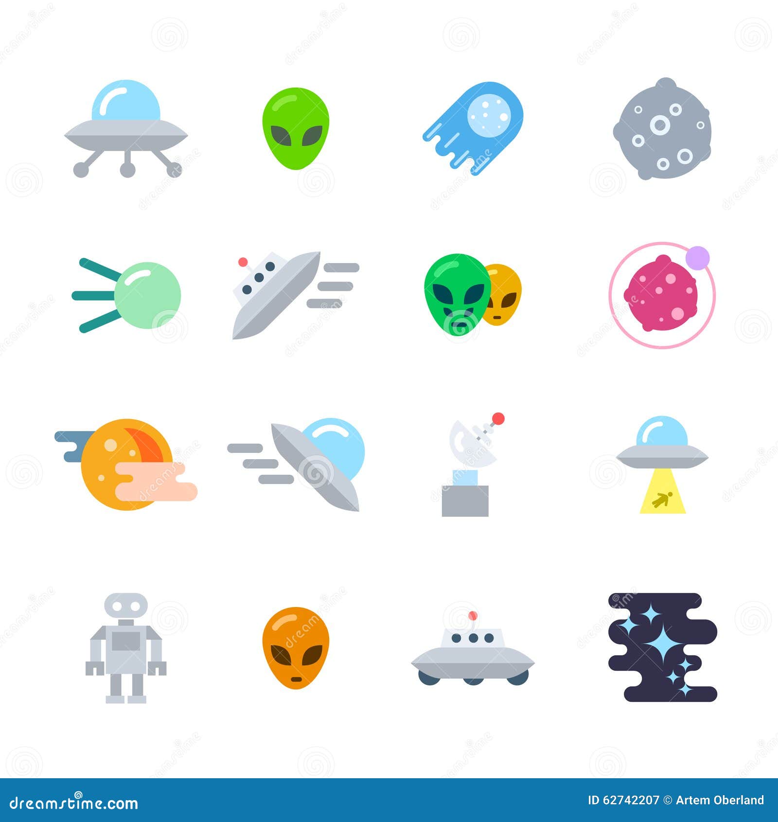 Alien Icons Set stock illustration. Illustration of isolated - 62742207