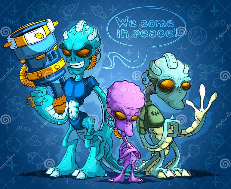 Alien invaders stock vector. Illustration of extraterrestrial - 50045742