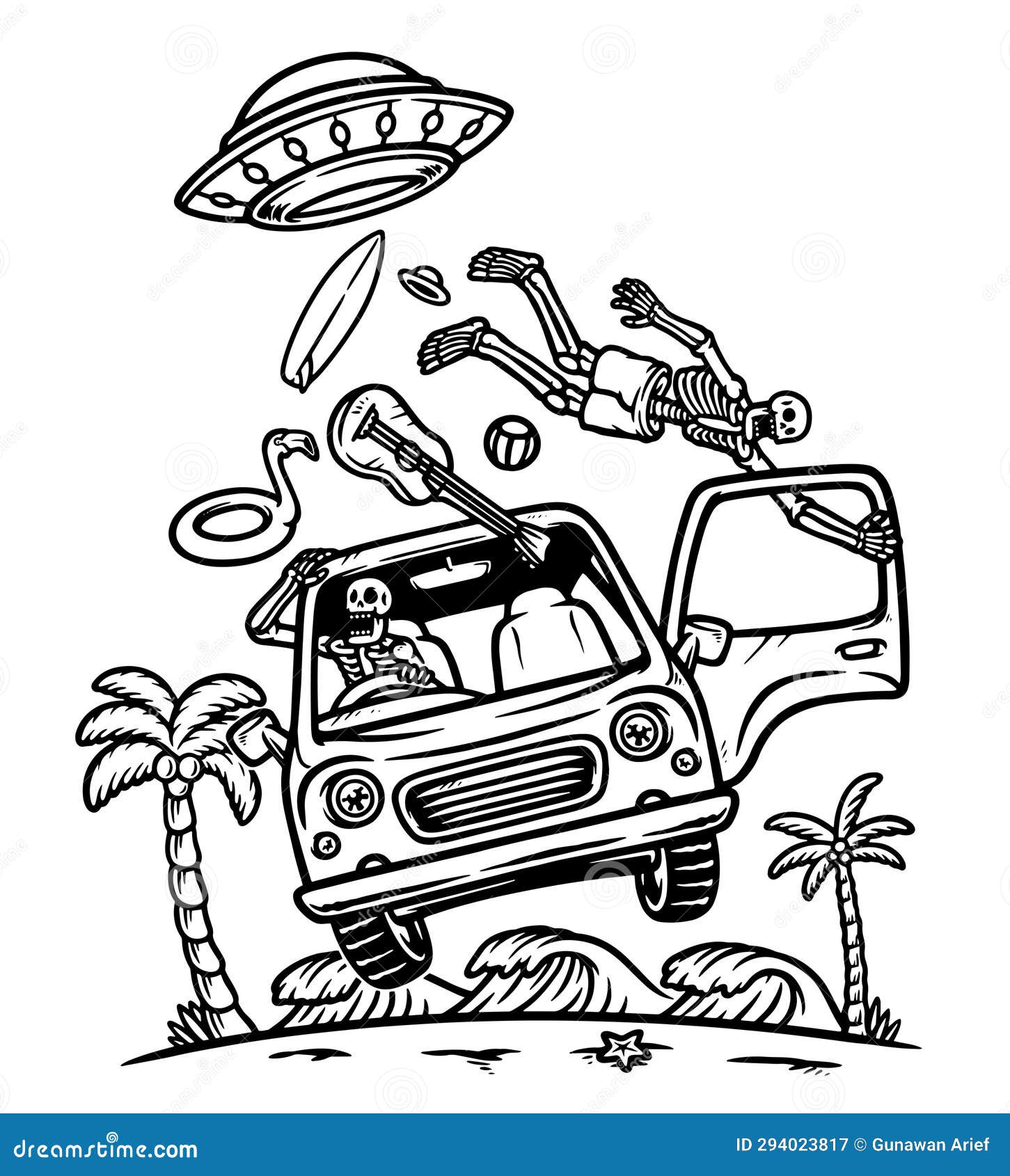 Alien Invasion on the Beach Stock Vector - Illustration of nature ...