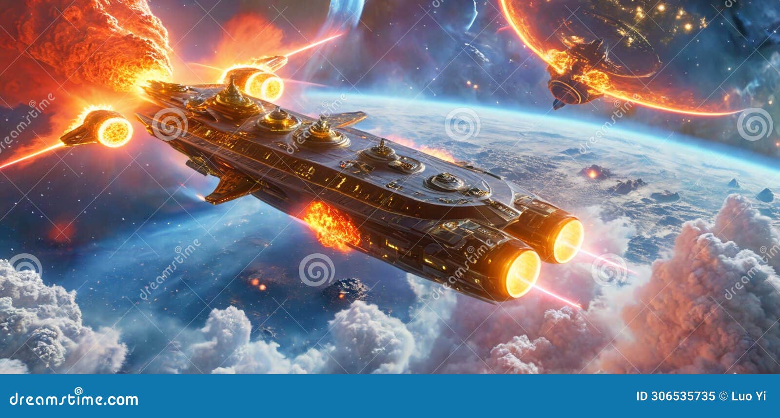 Alien invasion of Earth stock illustration. Illustration of hits ...