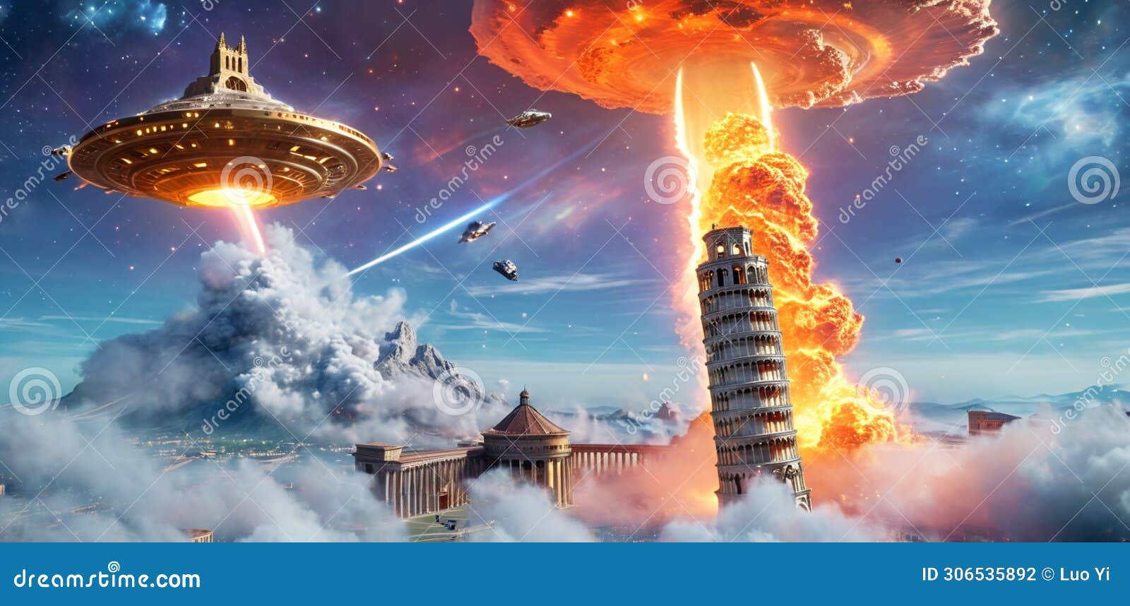 Alien invasion of Earth stock illustration. Illustration of journey ...