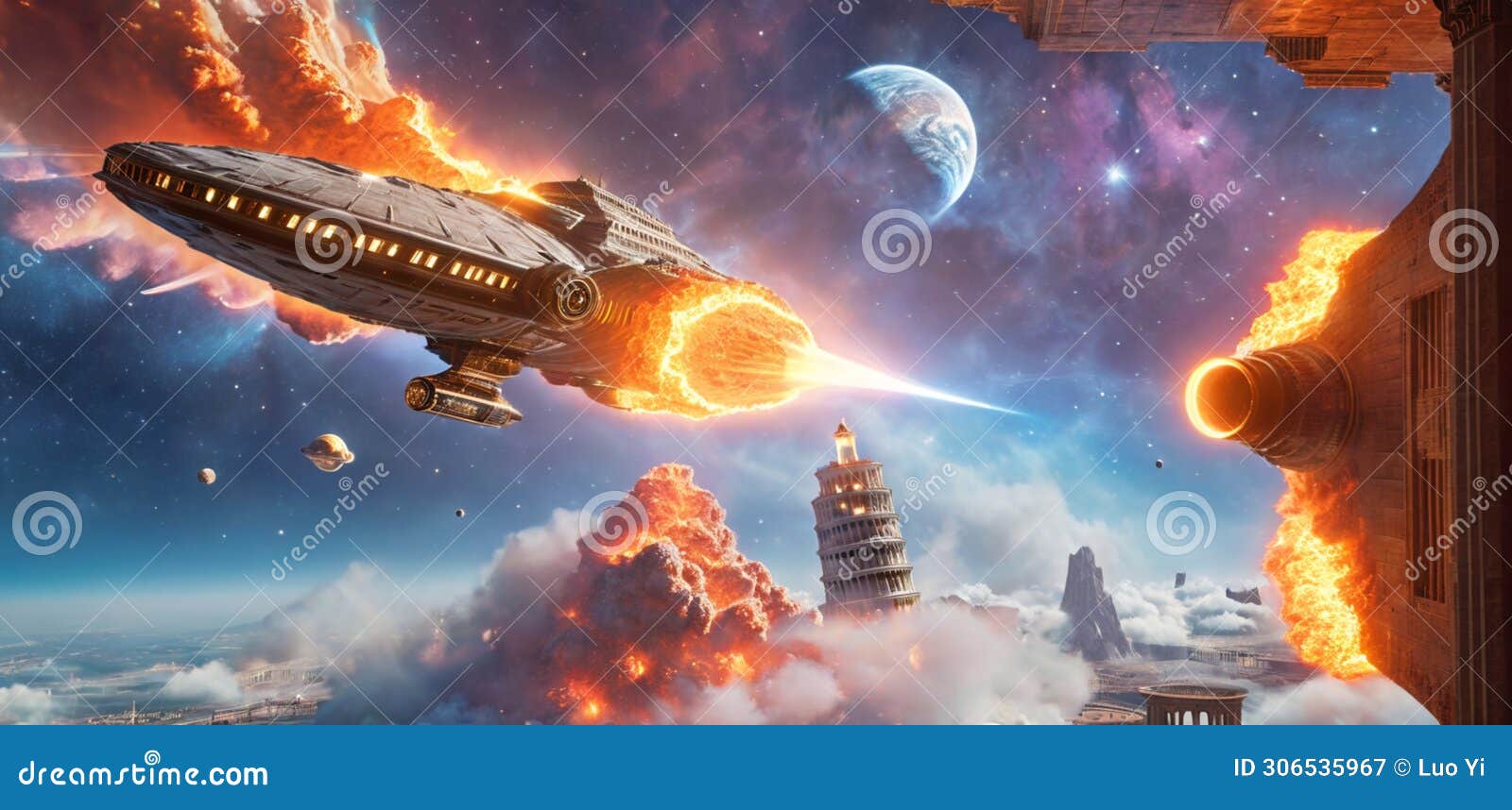 Alien invasion of Earth stock illustration. Illustration of generate ...