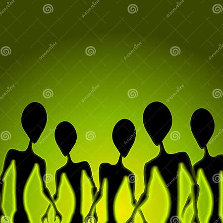 Alien Invasion Figures Green Stock Illustration - Illustration of ...