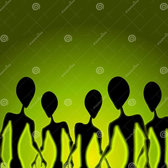 Alien Invasion Figures Green Stock Illustration - Illustration of ...