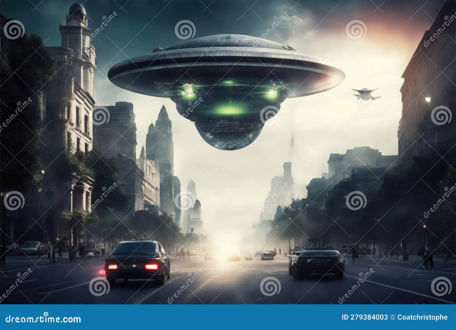 Alien Invasion of a Metropolis- AI Generated Stock Illustration ...